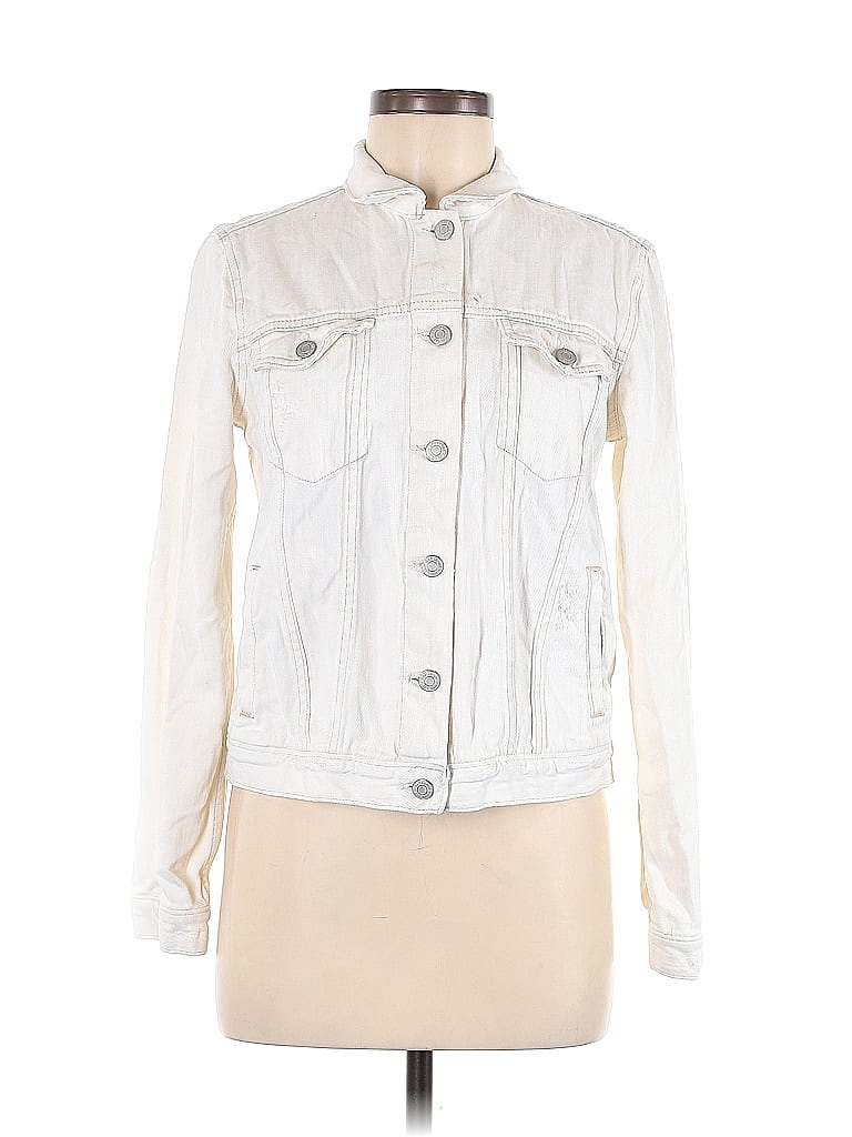 Gap 100 Cotton Solid Ivory White Denim Jacket Size M 68 Off Thredup