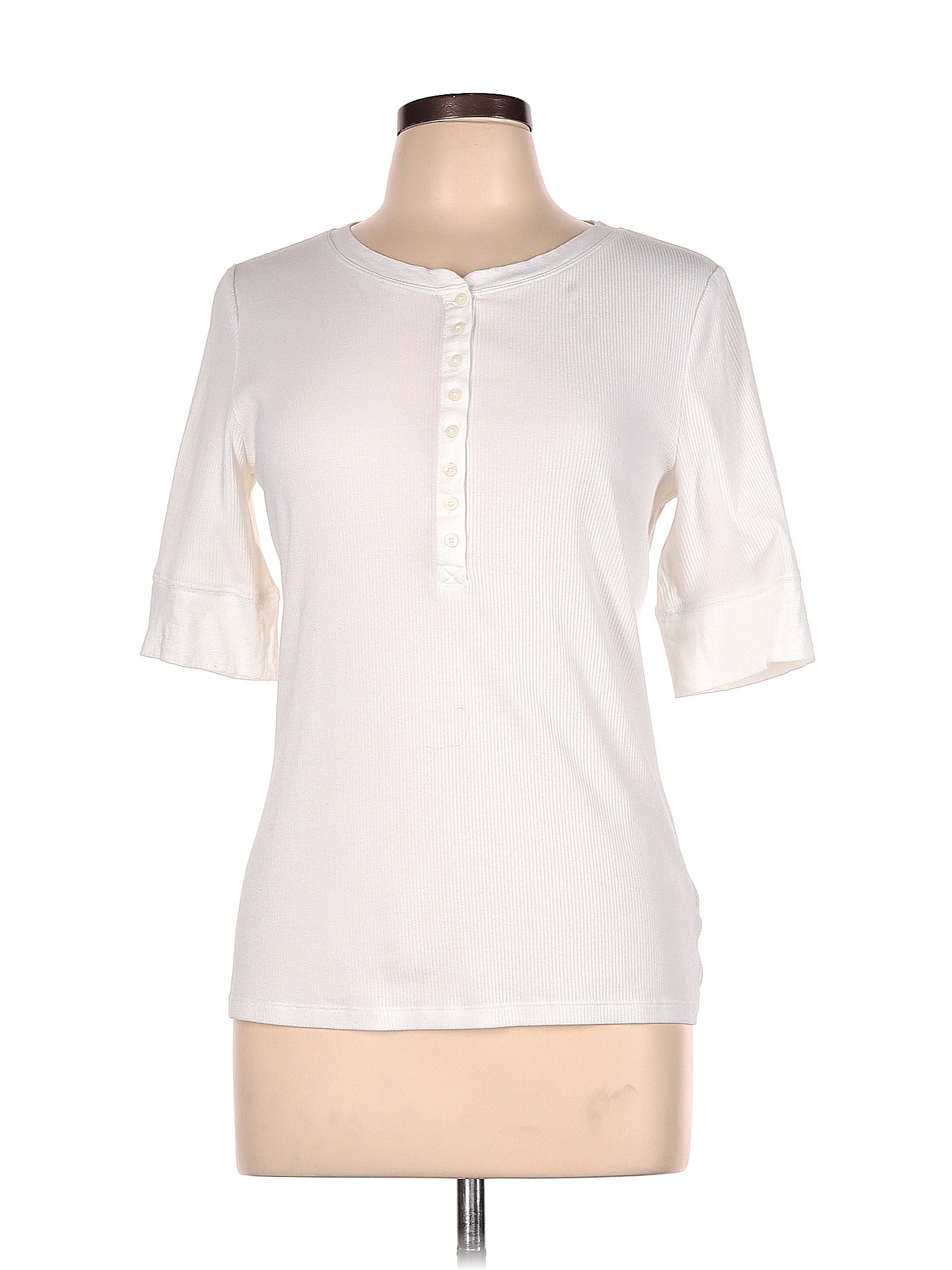Gap Solid White Ivory Short Sleeve Henley Size L - 58% off | ThredUp