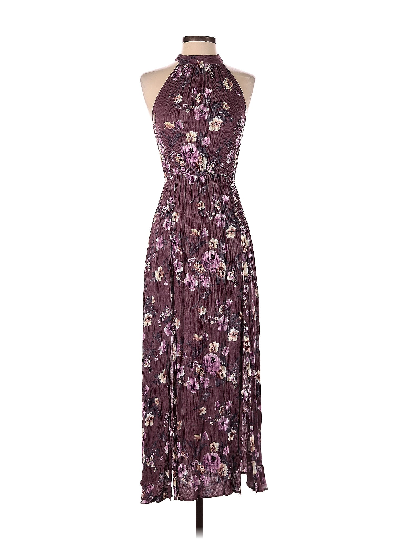 Unbranded 100 Polyester Floral Motif Floral Purple Casual Dress Size S