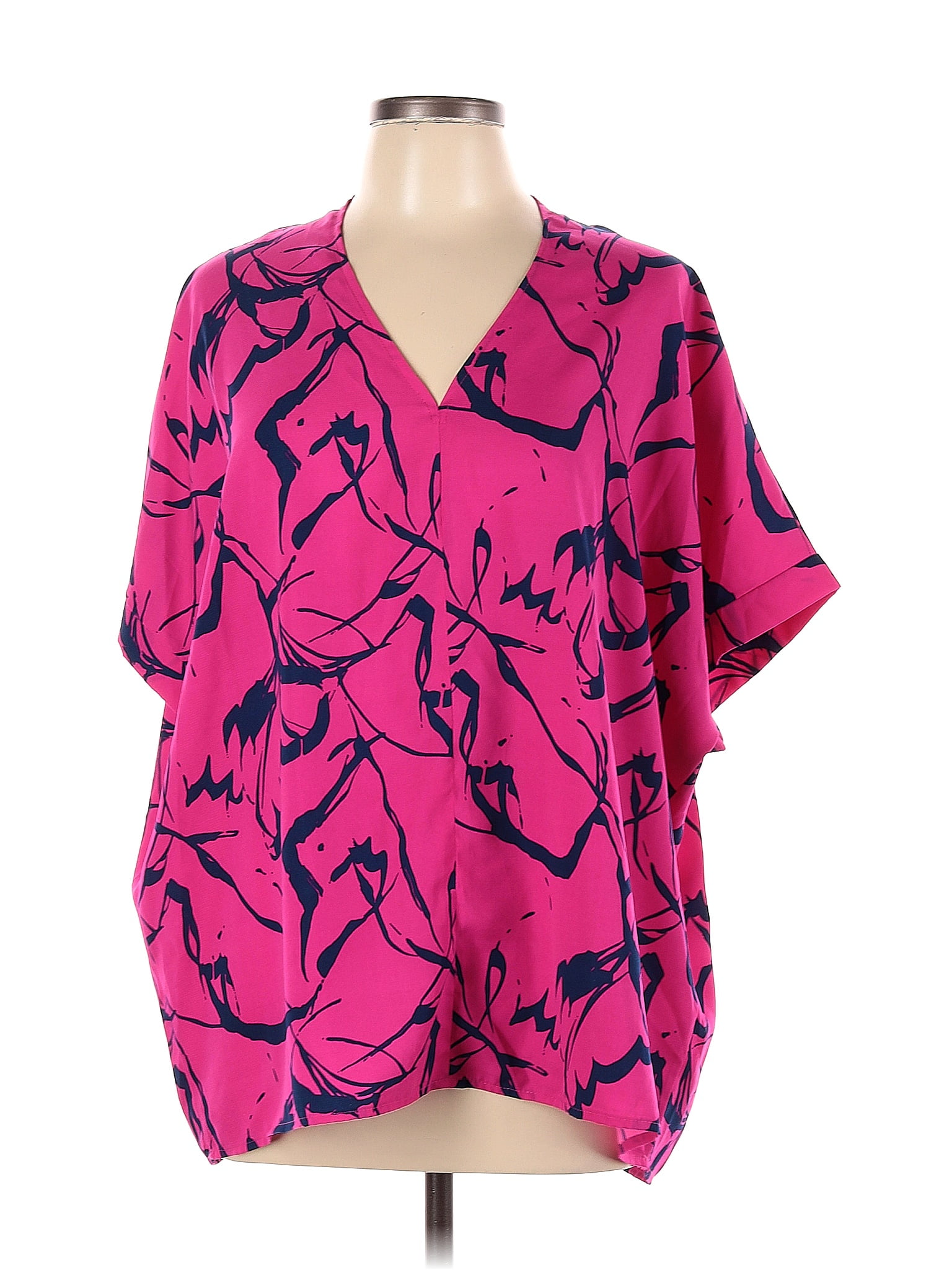 Jodifl 100 Polyester Pink Short Sleeve Blouse Size L 66 Off Thredup