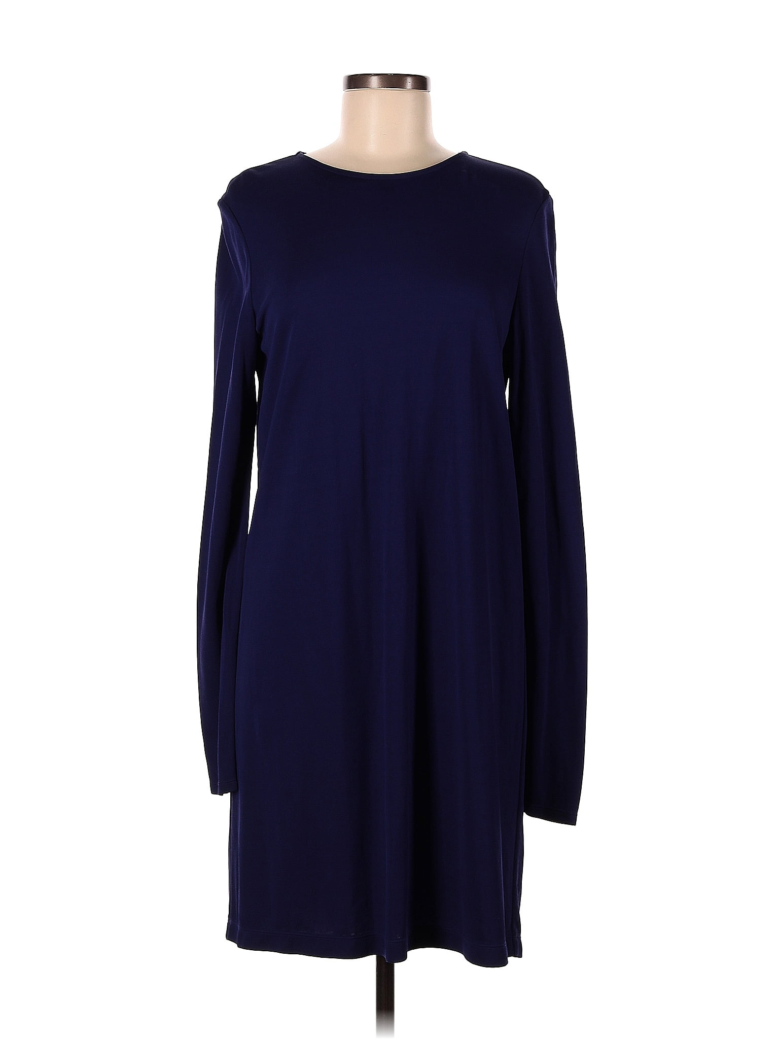 Halston Heritage Solid Navy Blue Casual Dress Size L 80 Off Thredup