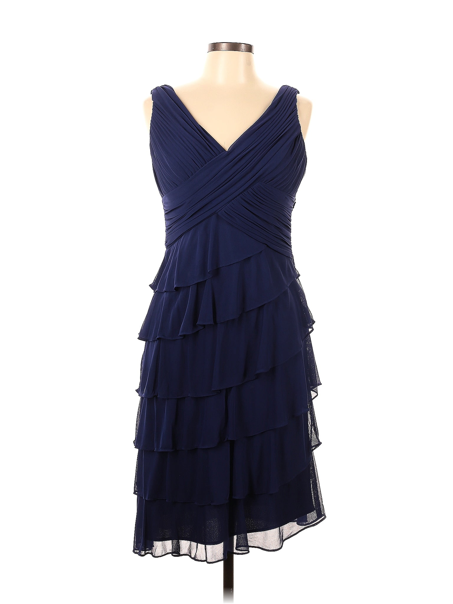 Patra 100 Polyester Solid Navy Blue Cocktail Dress Size 12 76 Off