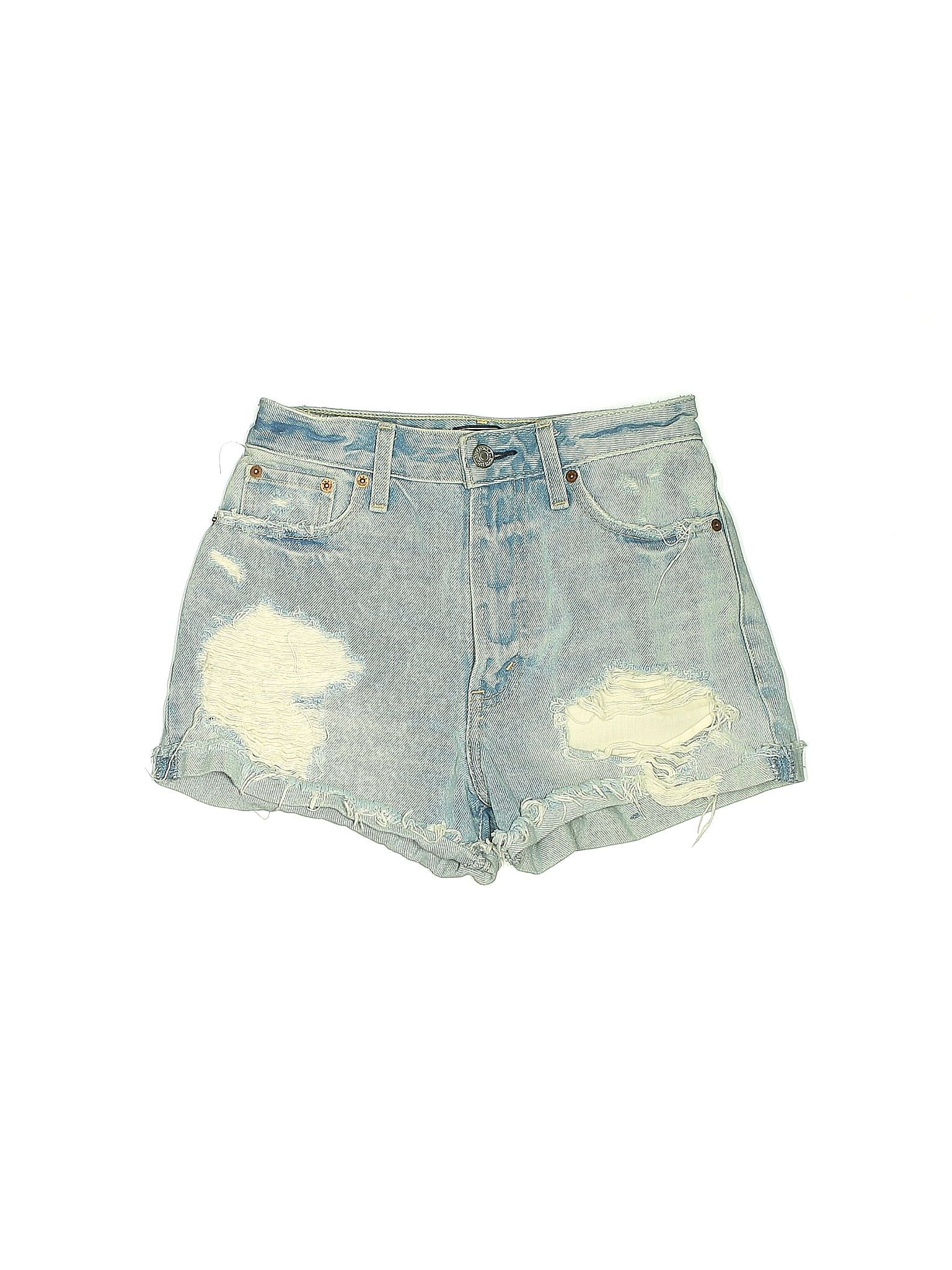 Abercrombie & Fitch 100% Cotton Acid Wash Print Blue Denim Shorts Size ...