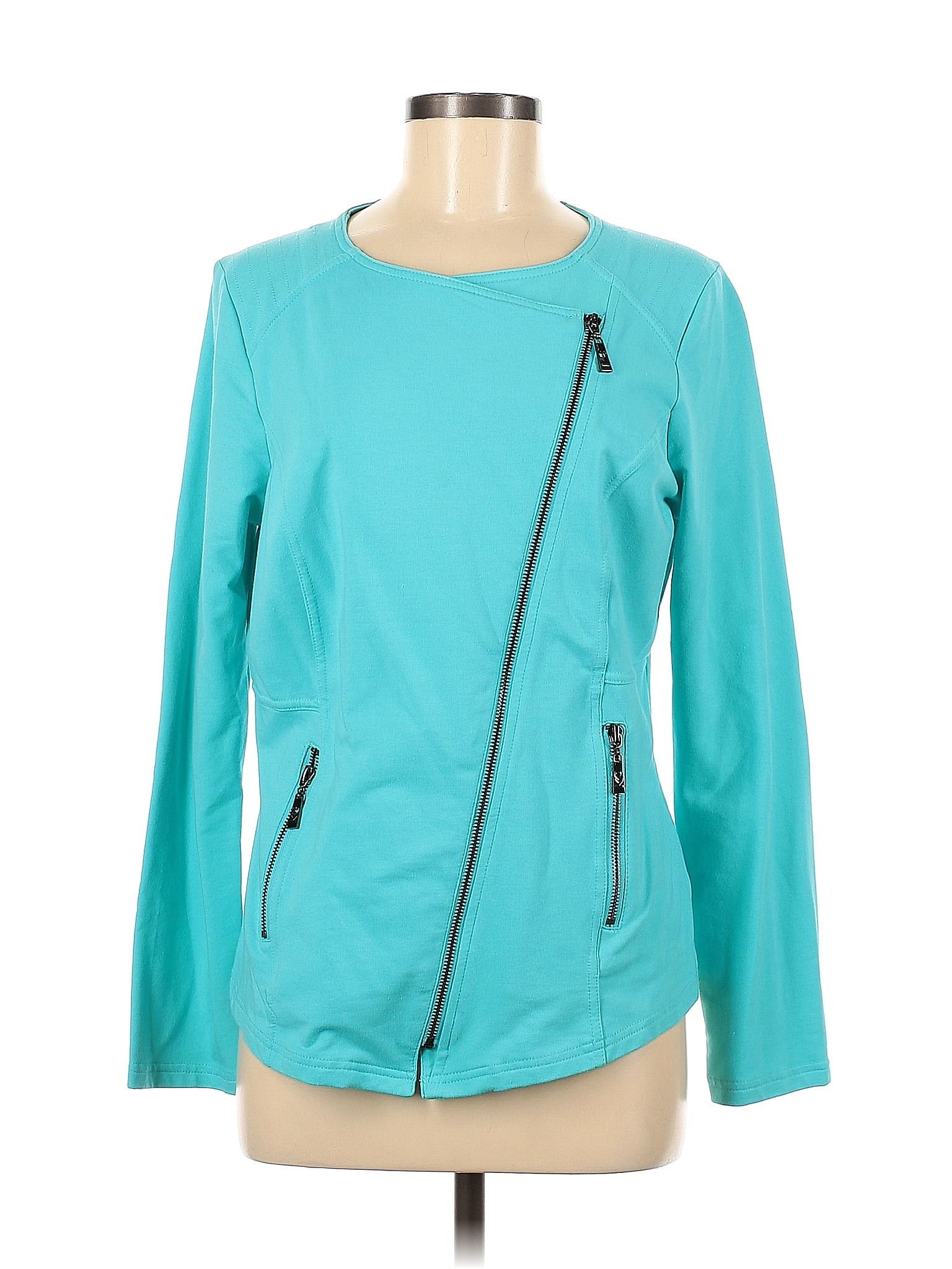 Belle By Kim Gravel Solid Blue Teal Jacket Size M - 68% off | ThredUp