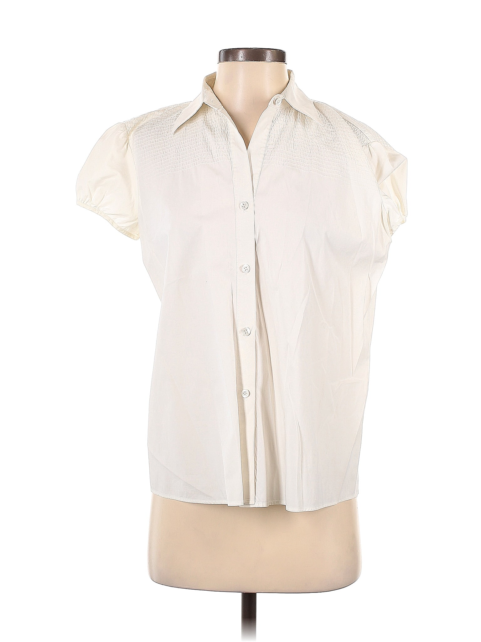 Theory Ivory Short Sleeve Blouse Size S 80 Off Thredup