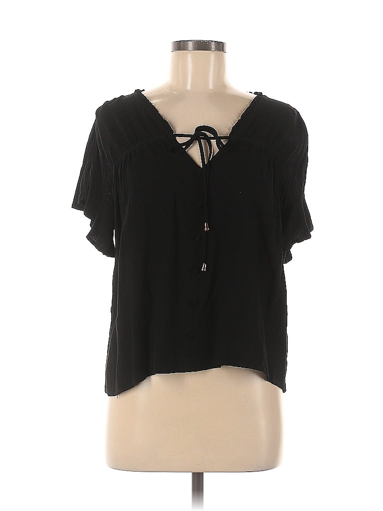 Allie Rose 100% Rayon Black Short Sleeve Top Size M - 57% off | ThredUp