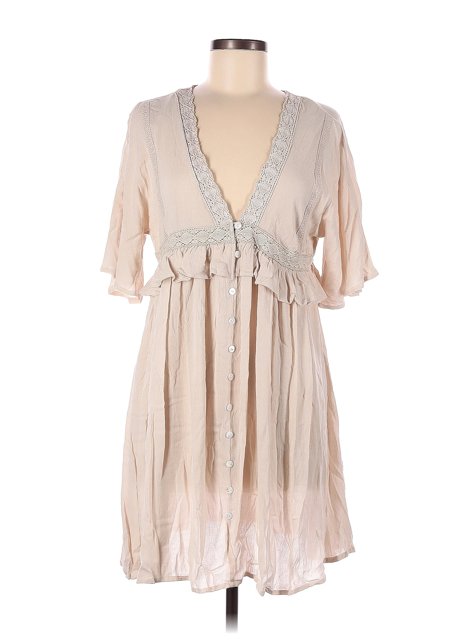 Endless Blu 100% Rayon Tan Casual Dress Size M - 72% off | ThredUp