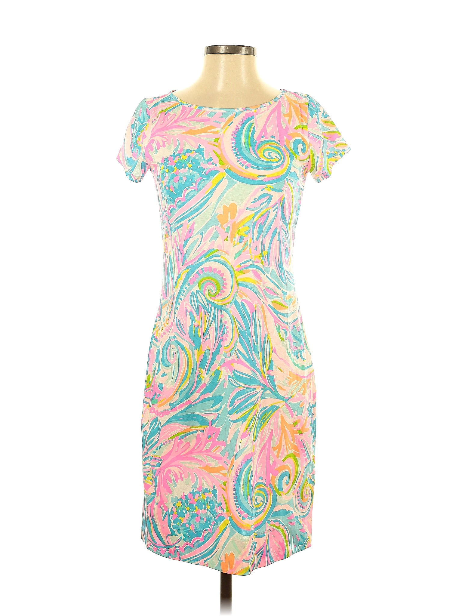 Lilly Pulitzer 100 Pima Cotton Multi Color Pink Casual Dress Size Xs