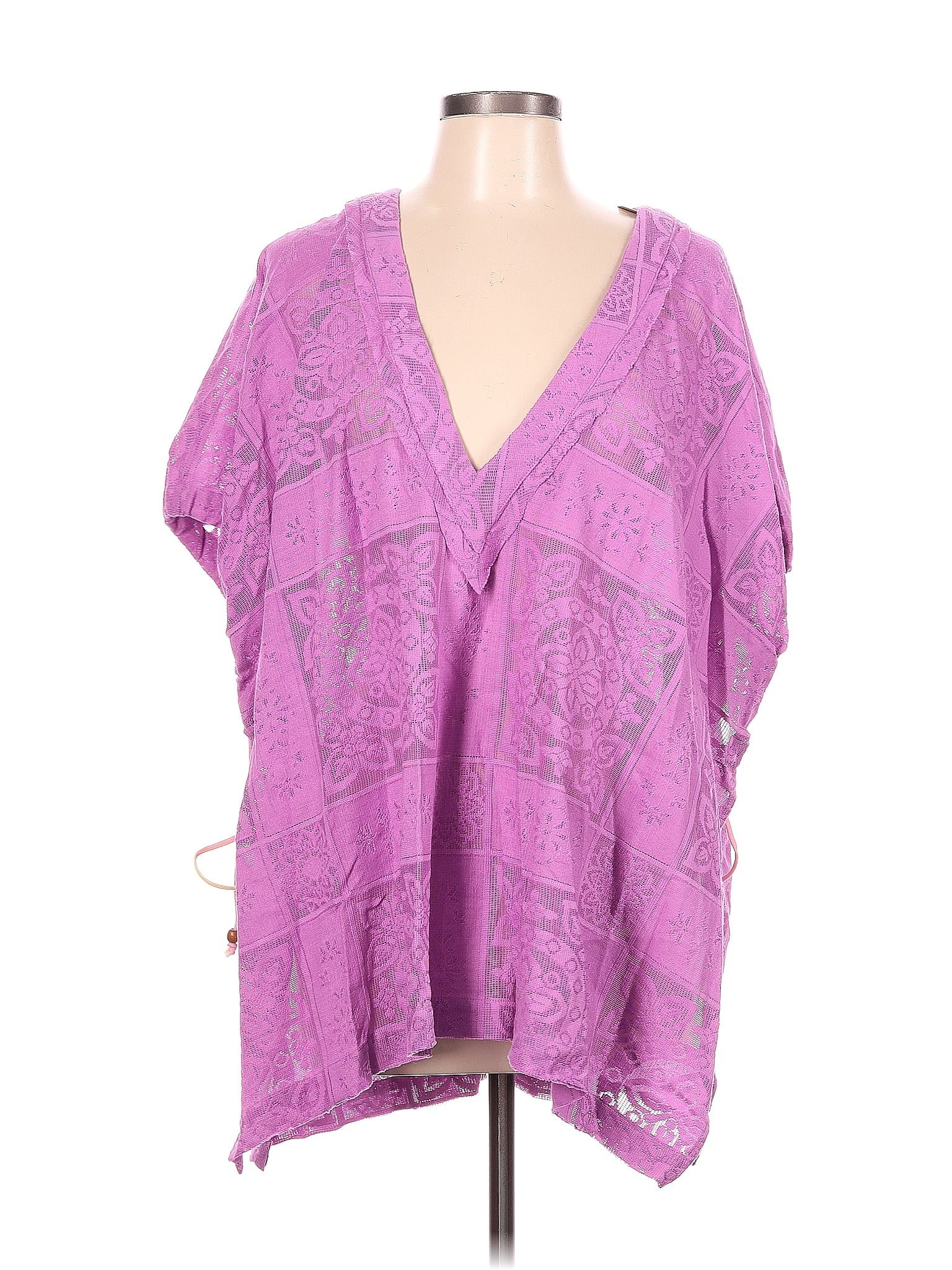 Free People Purple Short Sleeve Blouse Size L 68 Off Thredup