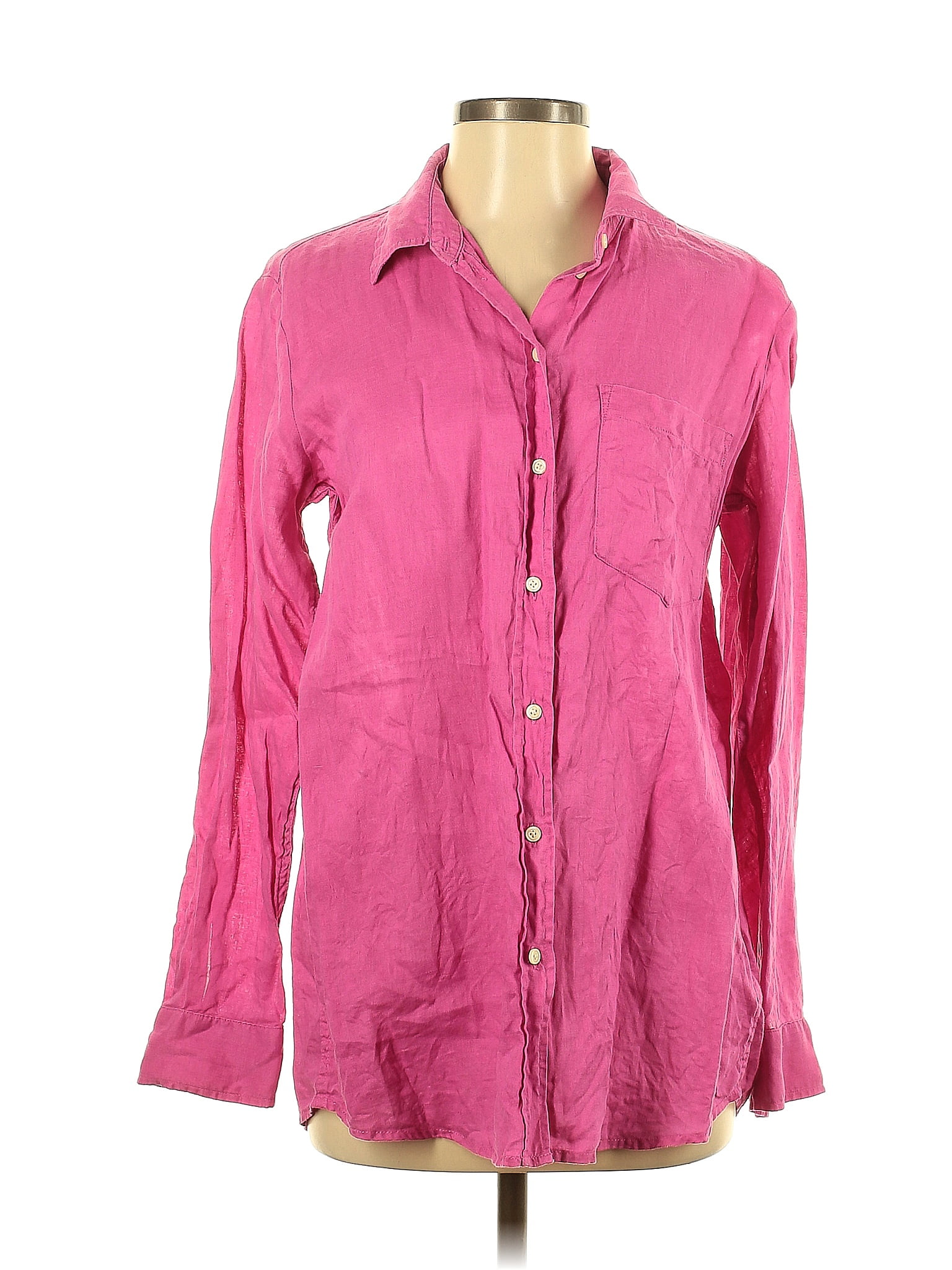 Gap 100% Linen Pink Long Sleeve Button-Down Shirt Size S - 76% off | ThredUp