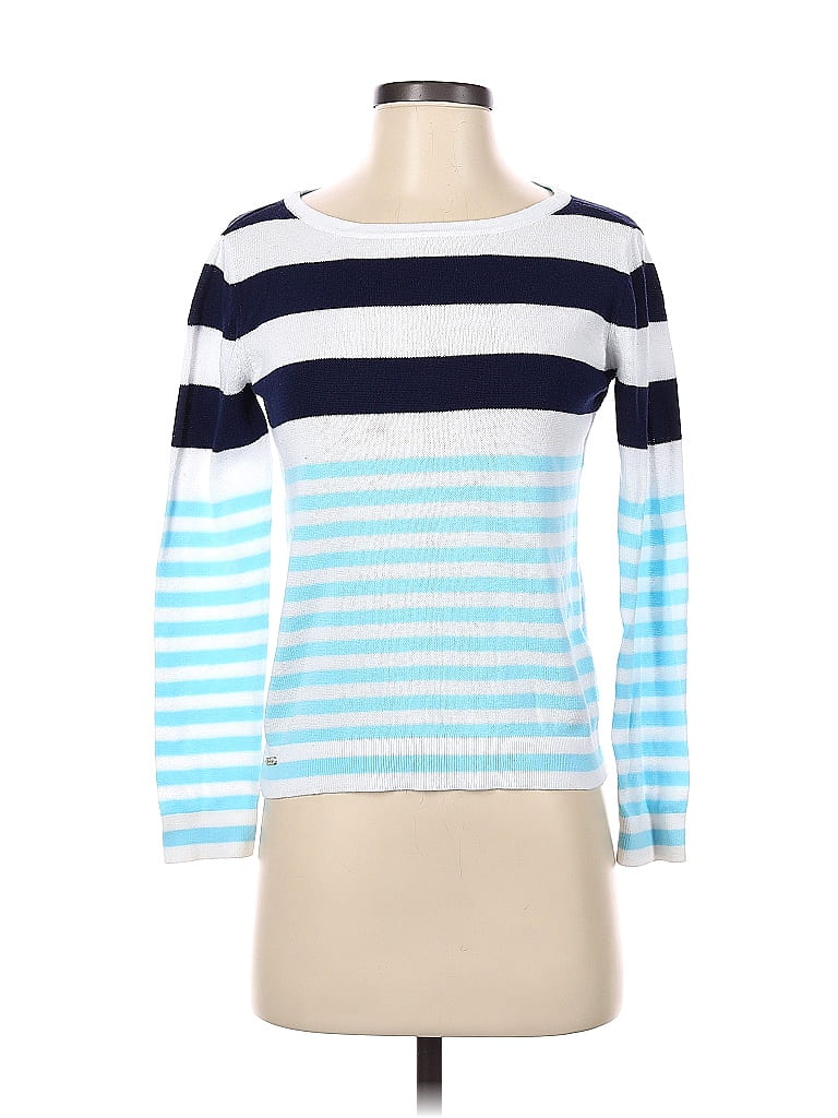 Lilly Pulitzer 100% Cotton Color Block Stripes White Blue Sweatshirt Size S - 68% off | ThredUp