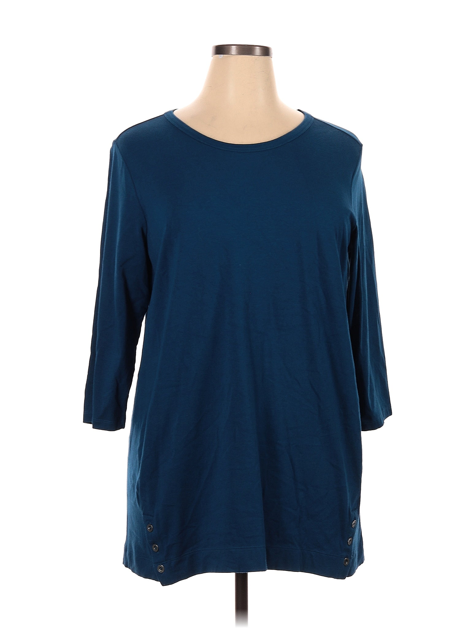 Christopher & Banks Solid Teal Blue 3/4 Sleeve Top Size XL - 71% off ...
