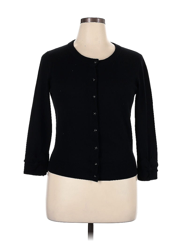 Kate Spade New York Color Block Solid Black Wool Cardigan Size XL - 80% ...