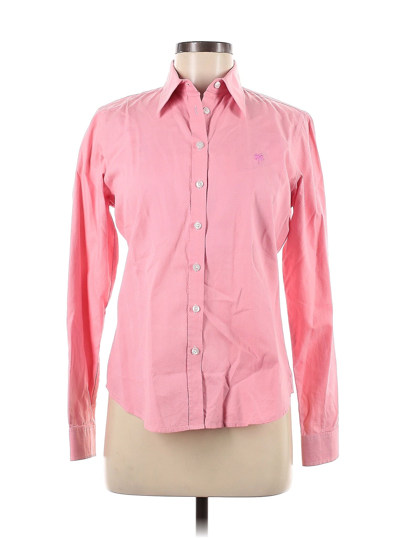 Lilly Pulitzer 100 Cotton Print Pink Long Sleeve Button Down Shirt