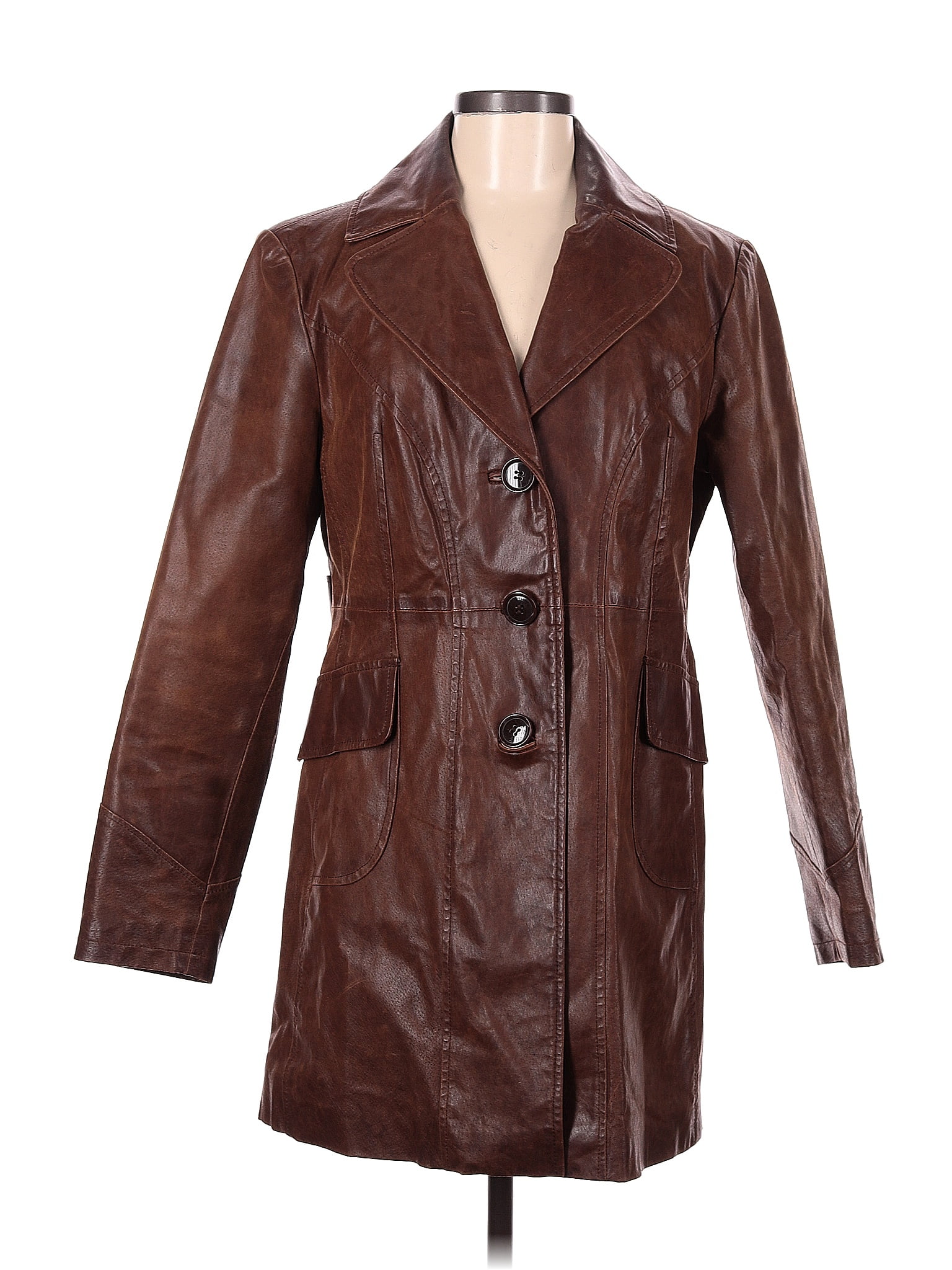 a.n.a. A New Approach 100% Leather Solid Brown Leather Jacket Size M - 56% off | ThredUp