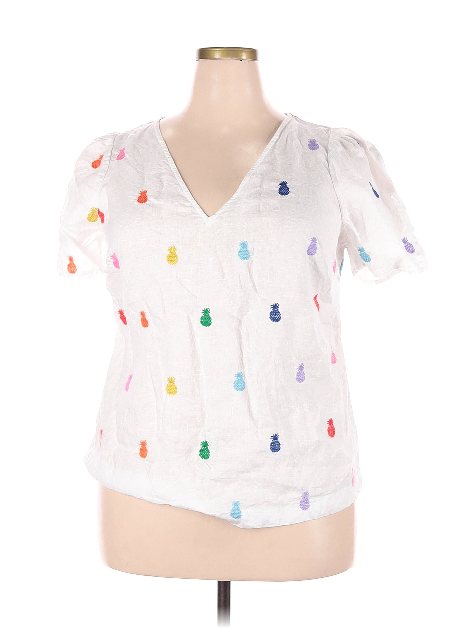 Boden White Short Sleeve Blouse Size 18 Plus 72 Off Thredup