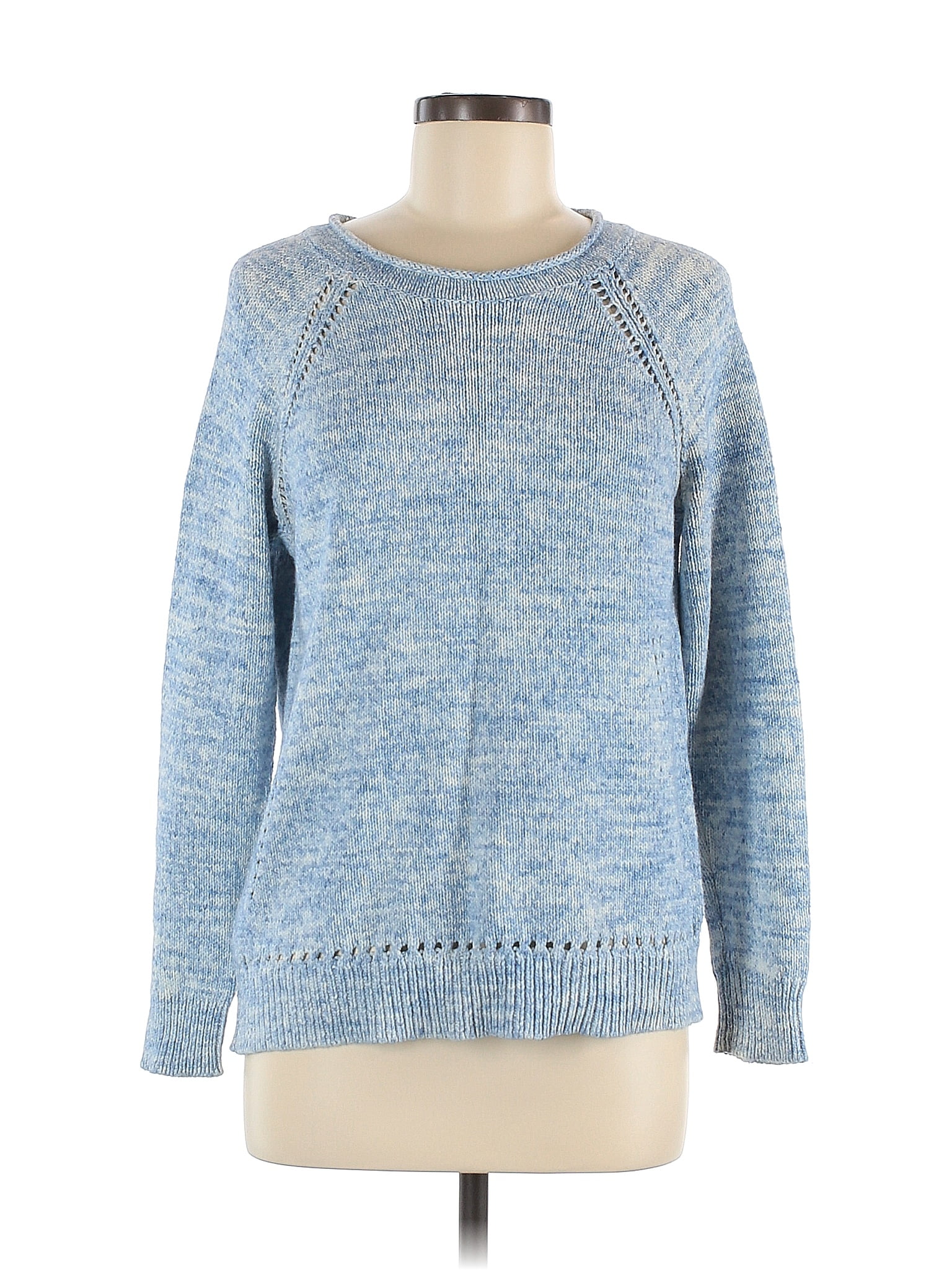 J.Crew Factory Store 100% Cotton Color Block Marled Blue Pullover ...