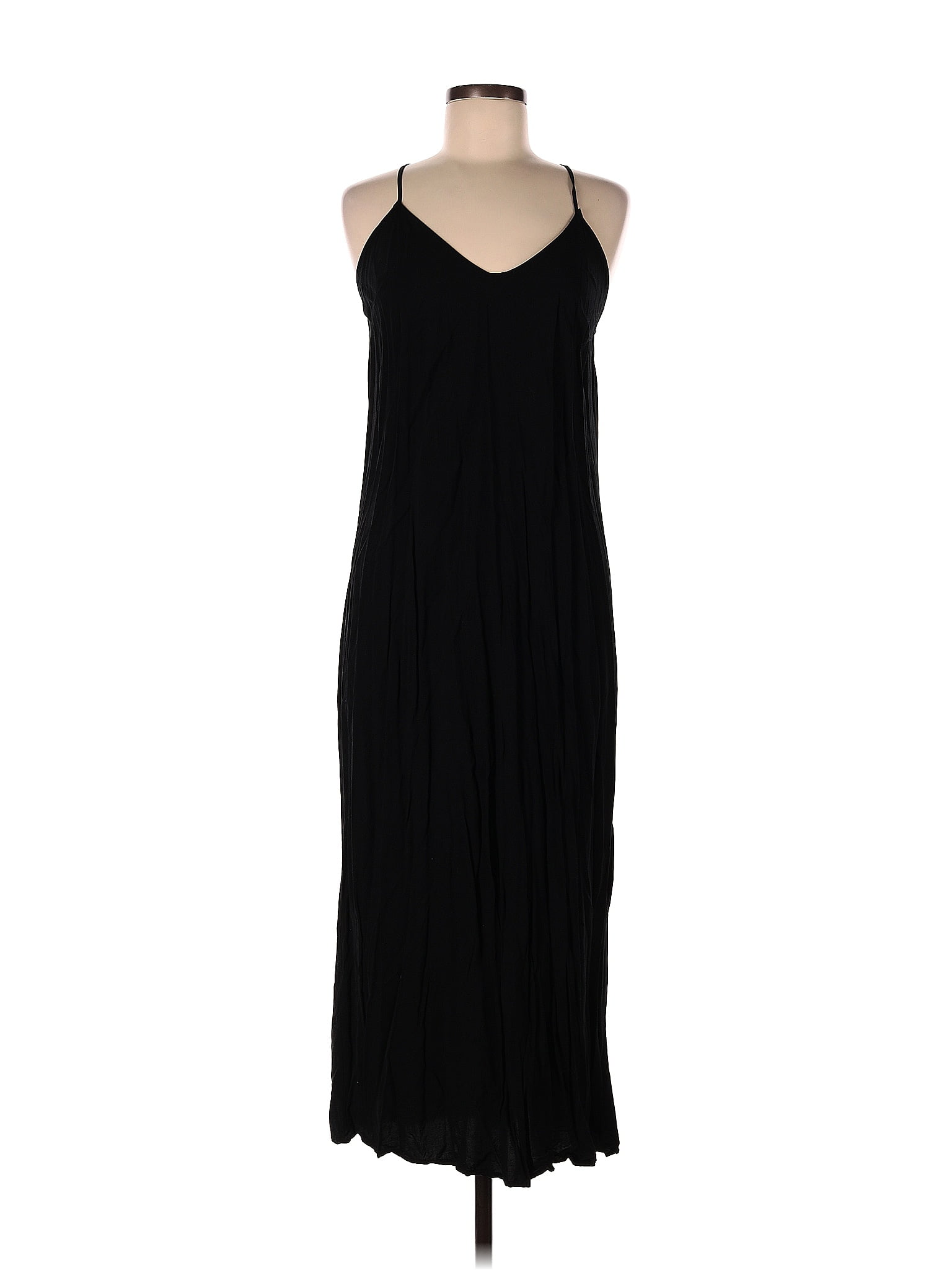 Old Navy 100 Rayon Solid Black Casual Dress Size L 51 Off Thredup
