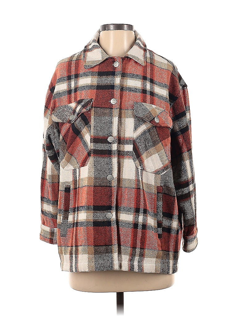 Shein 100% Polyester Plaid Red Jacket Size XS - 72% off | ThredUp