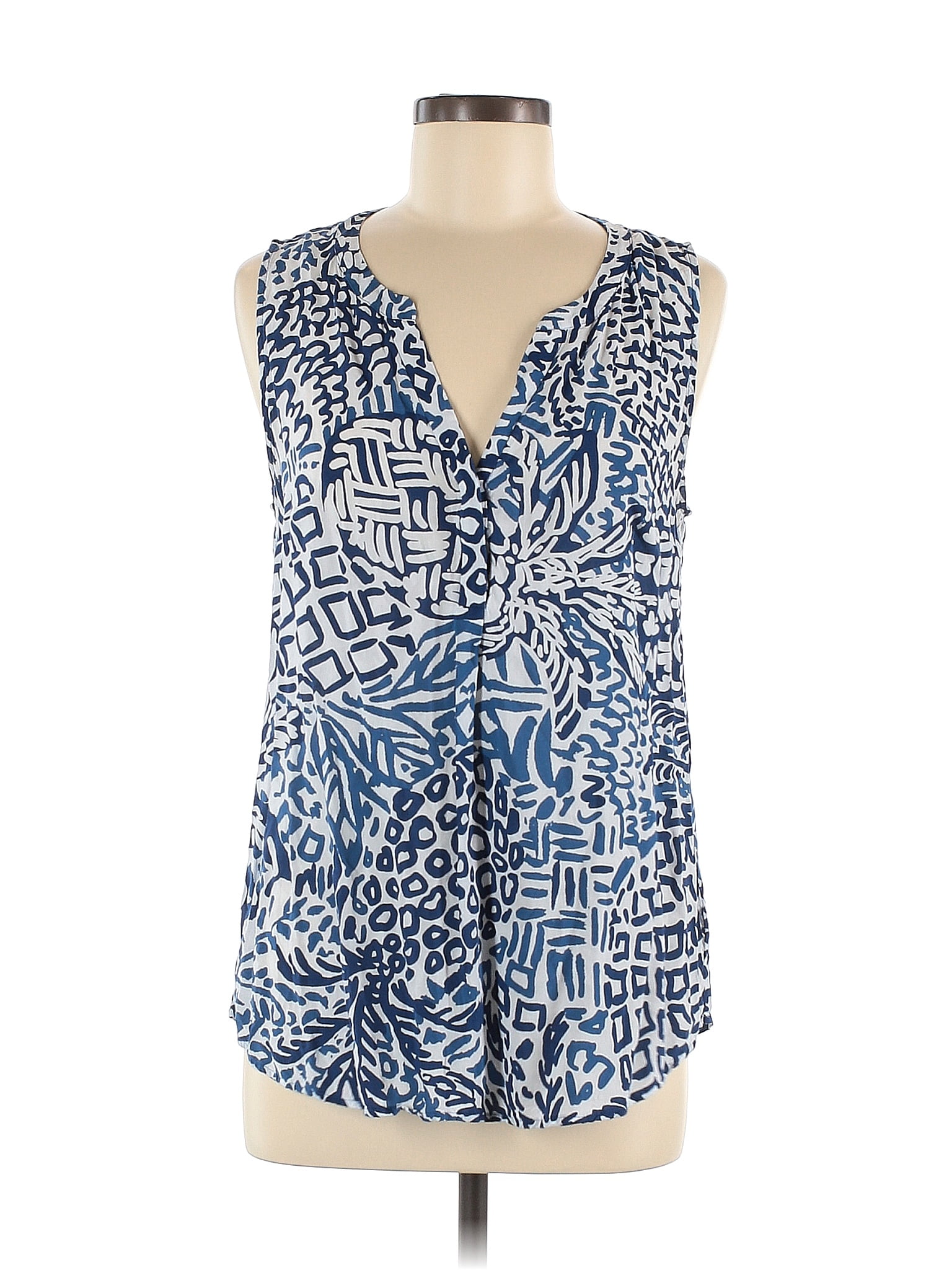 Lilly Pulitzer 100 Rayon Chevron Herringbone Chevron Blue Sleeveless