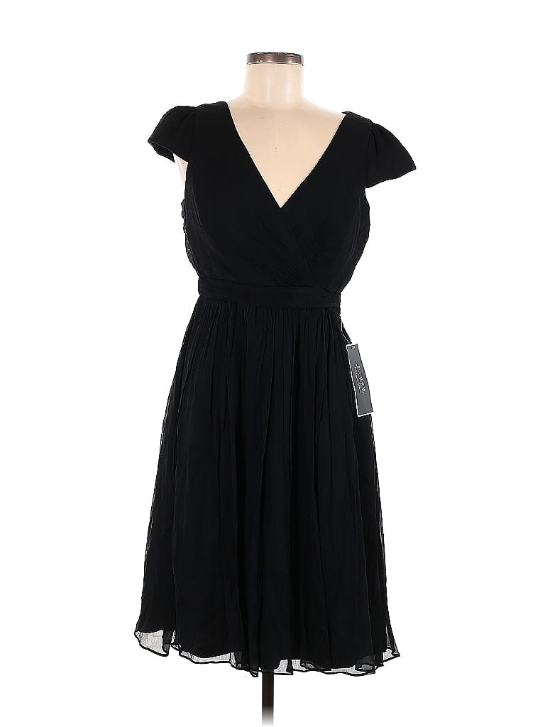 J Crew 100 Silk Solid Black Casual Dress Size 8 70 Off Thredup