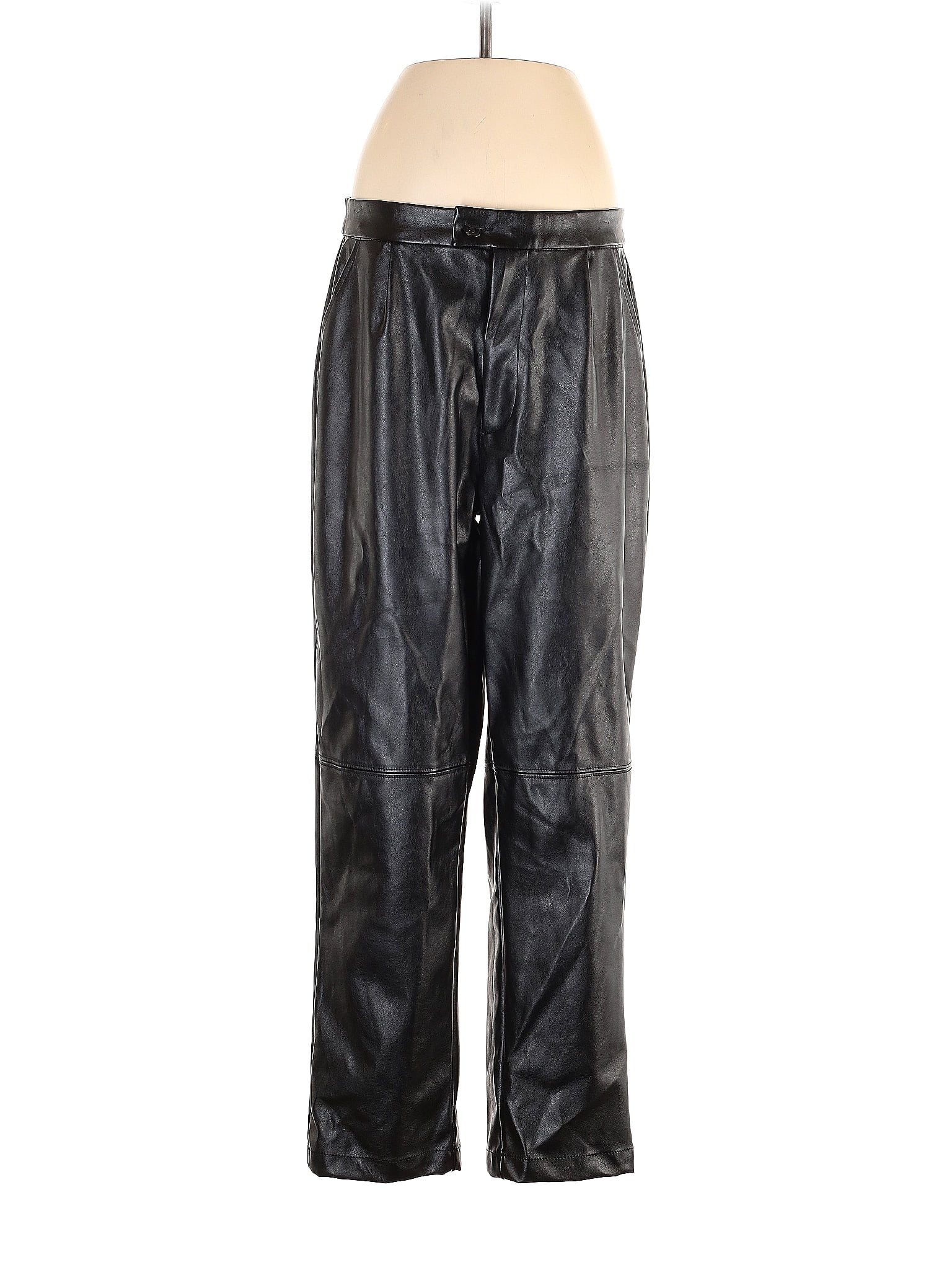 H By Halston 100% Polyurethane Solid Black Faux Leather Pants Size S ...