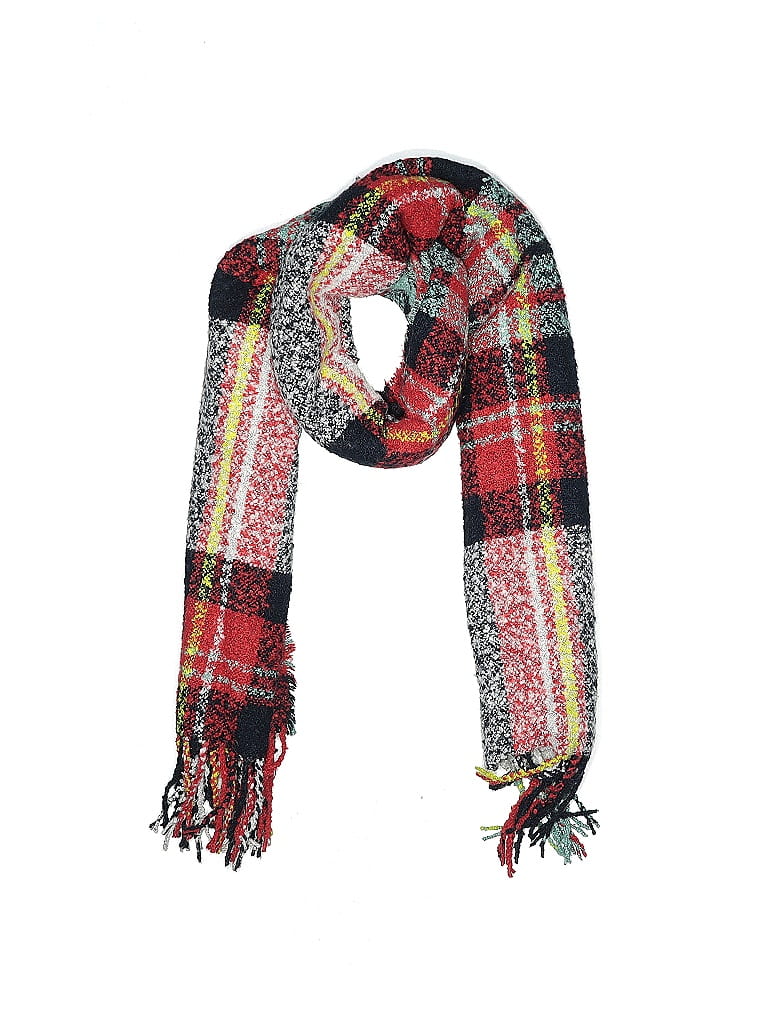 American Eagle Outfitters 100% Polyester Plaid Multi Color Red Scarf ...