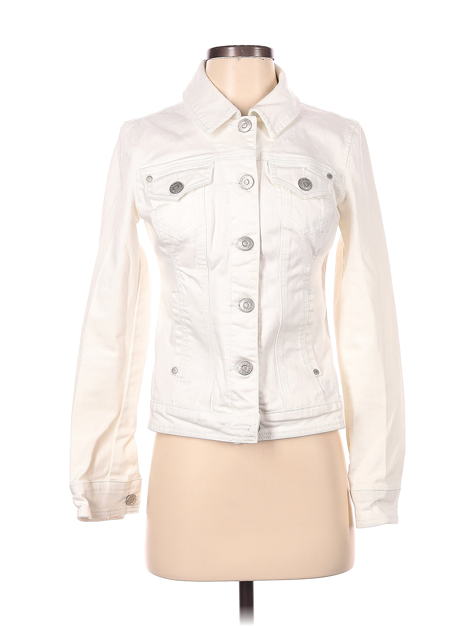 Guess Solid White Denim Jacket Size S - 69% off | ThredUp
