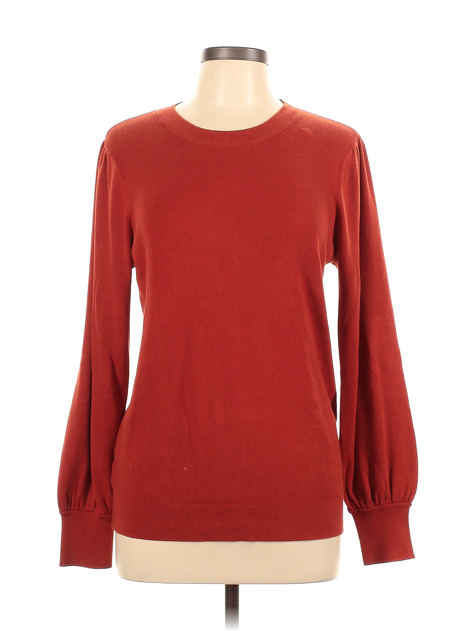 Ann Taylor Loft 100 Cotton Color Block Solid Red Pullover Sweater Size