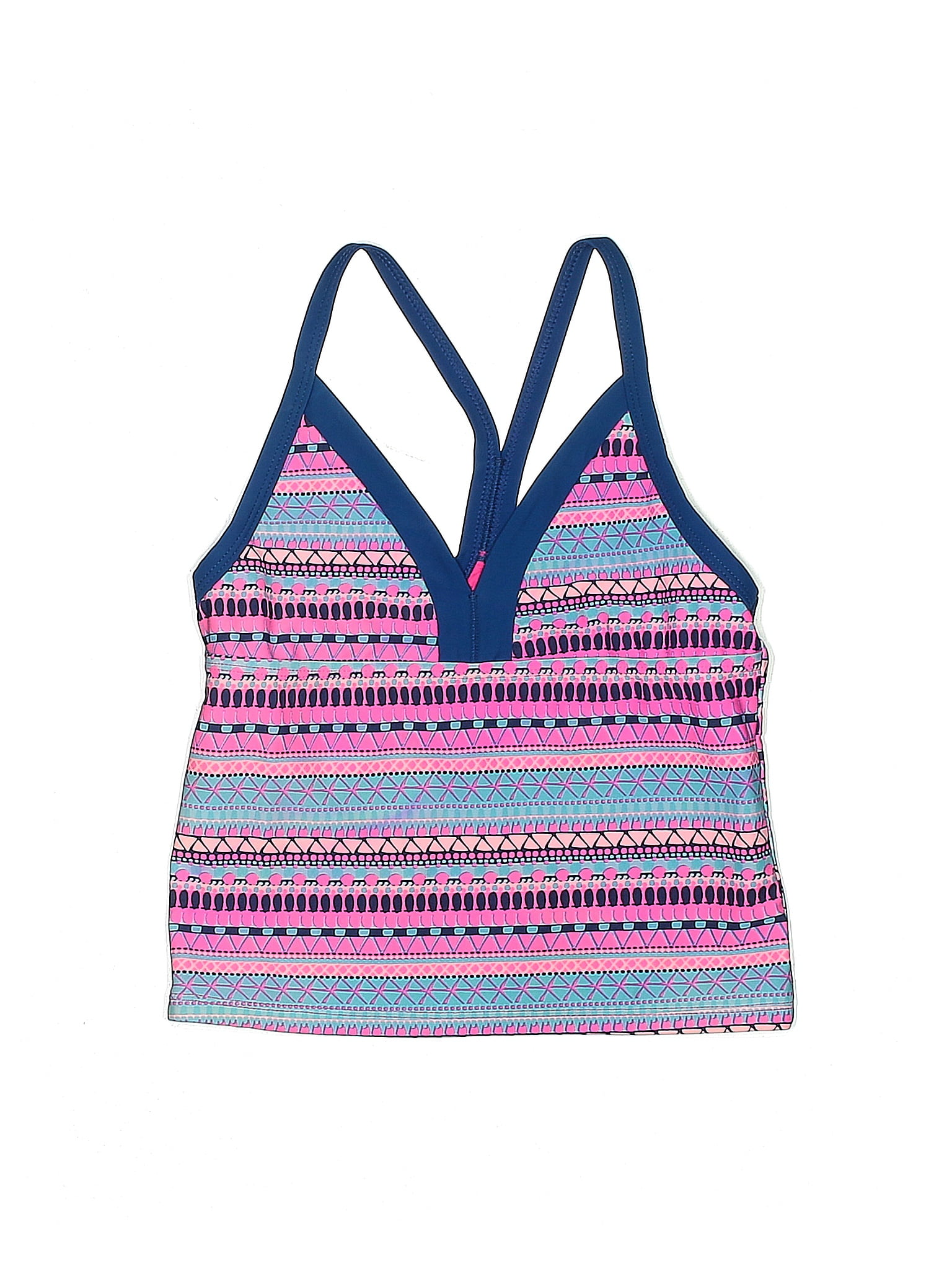Wave Zone Fair Isle Aztec Or Tribal Print Blue Swimsuit Top Size 7 - 8 ...