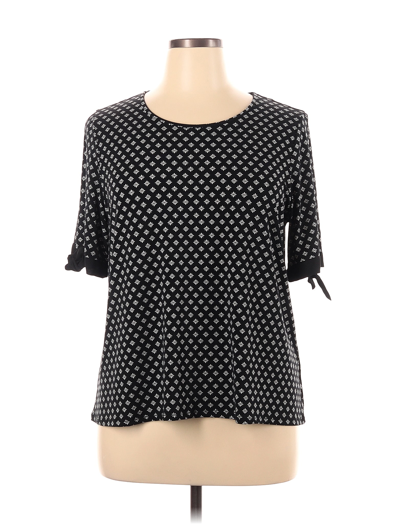Cece Polka Dots Black Short Sleeve Blouse Size Xl 71 Off Thredup