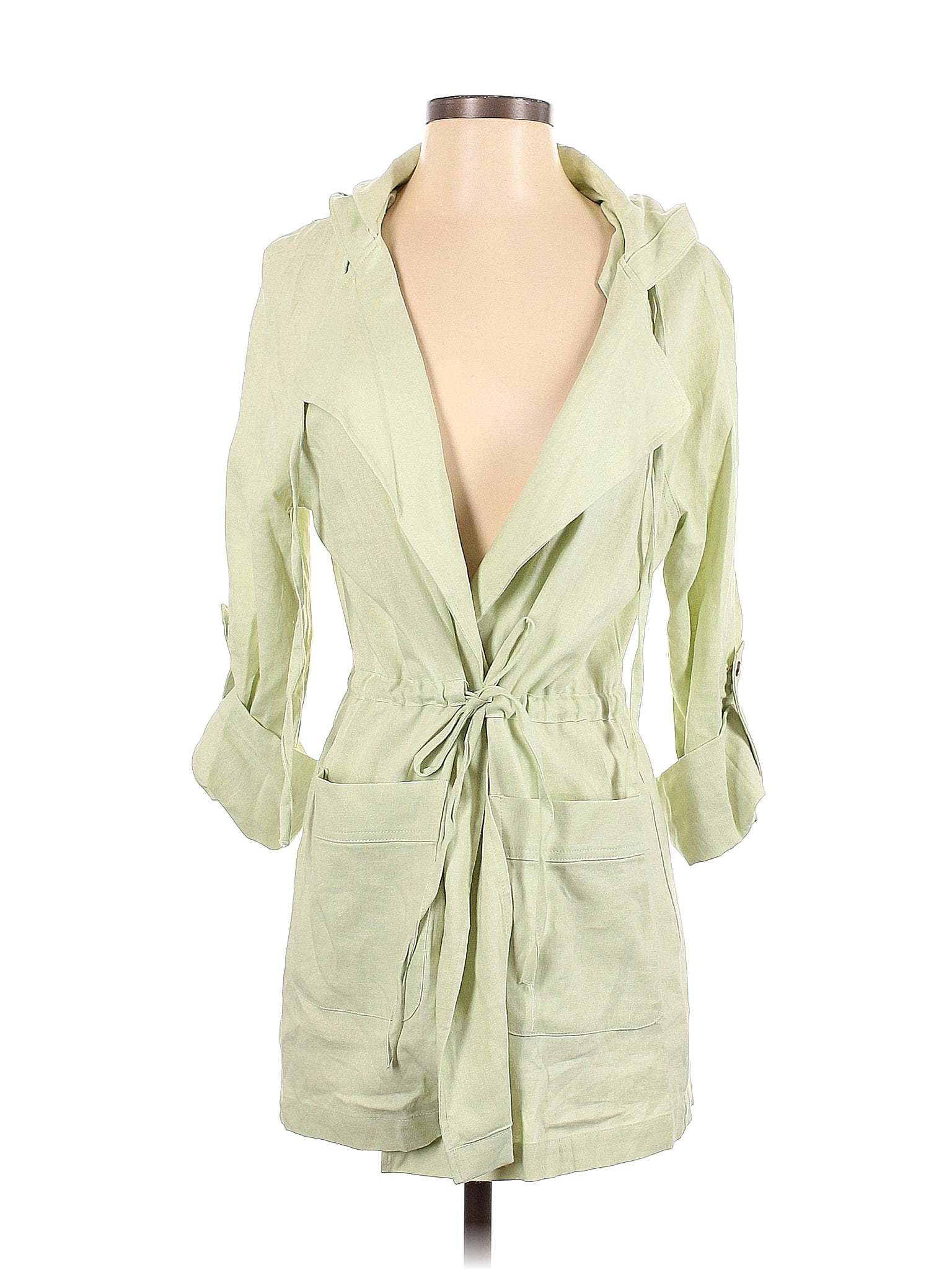 Love Tree Solid Green Trenchcoat Size S - 52% off | ThredUp