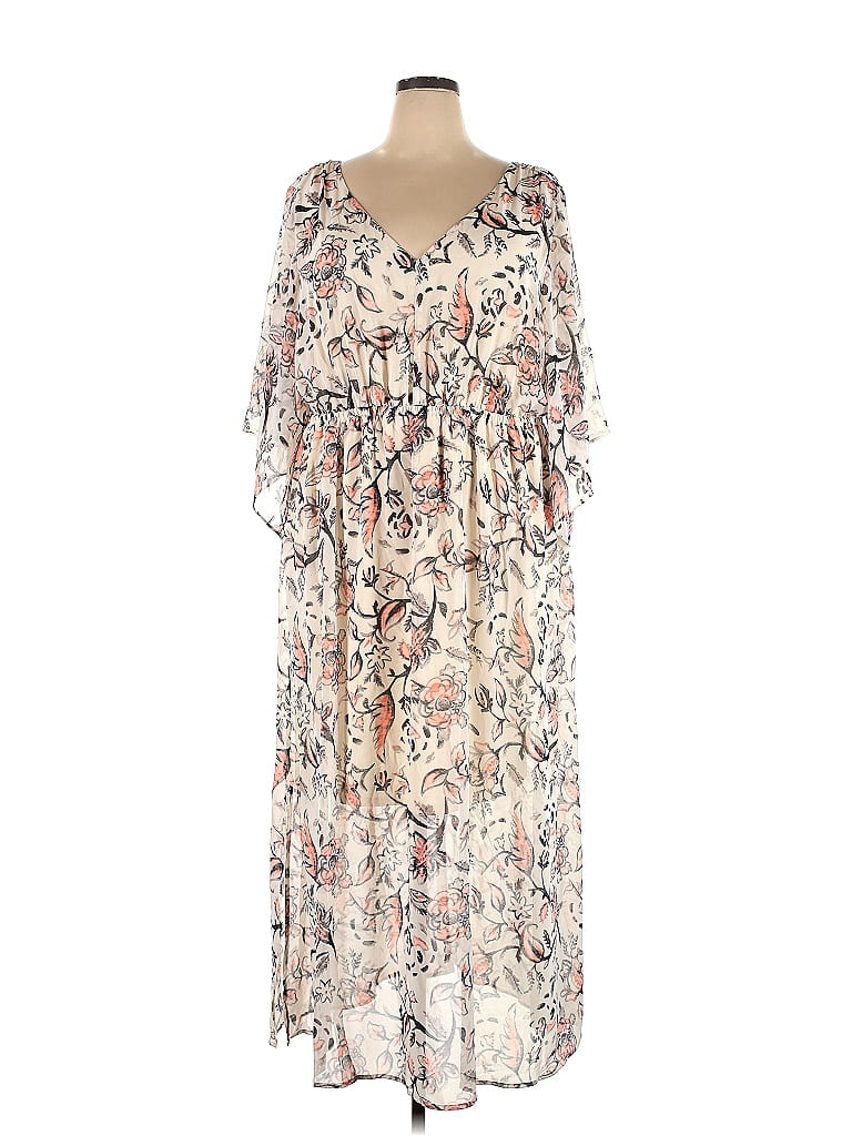 Lane Bryant 100% Polyester Multi Color Ivory Casual Dress Size 22 - 24 ...