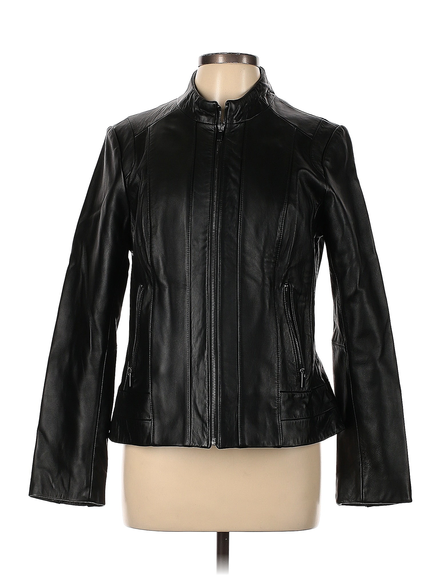 Wilsons Leather 100% Leather Solid Black Leather Jacket Size L - 78% ...