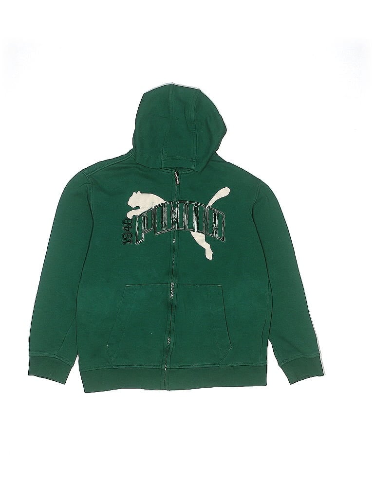 Puma Solid Green Zip Up Hoodie Size M (Youth) - 59% off | ThredUp
