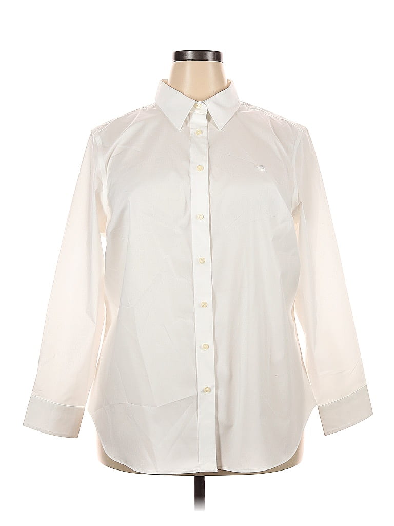 Ralph Lauren Black Label Color Block Solid White Ivory Long Sleeve