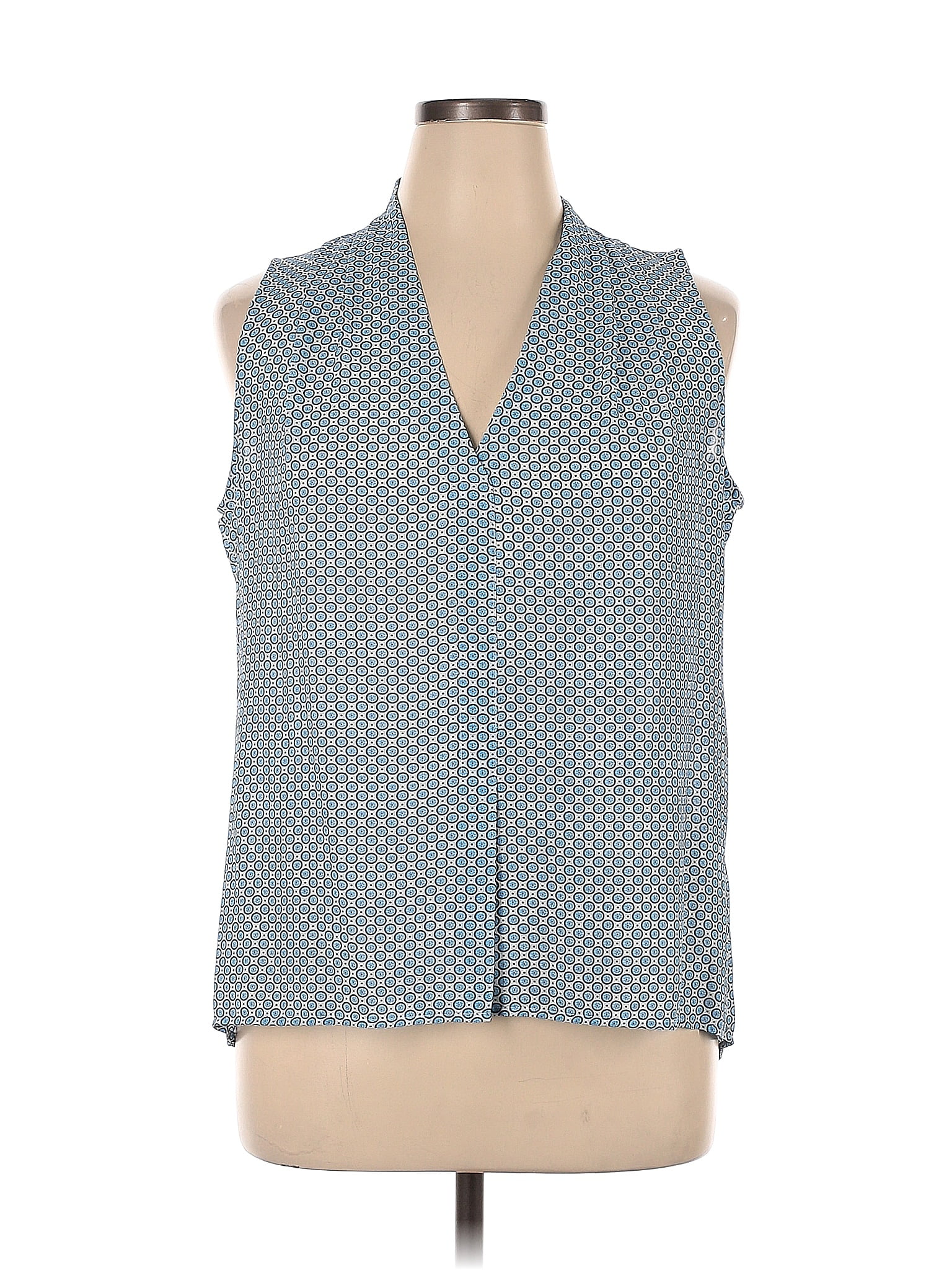 Rose Olive 100 Polyester Polka Dots Blue Sleeveless Blouse Size Xl