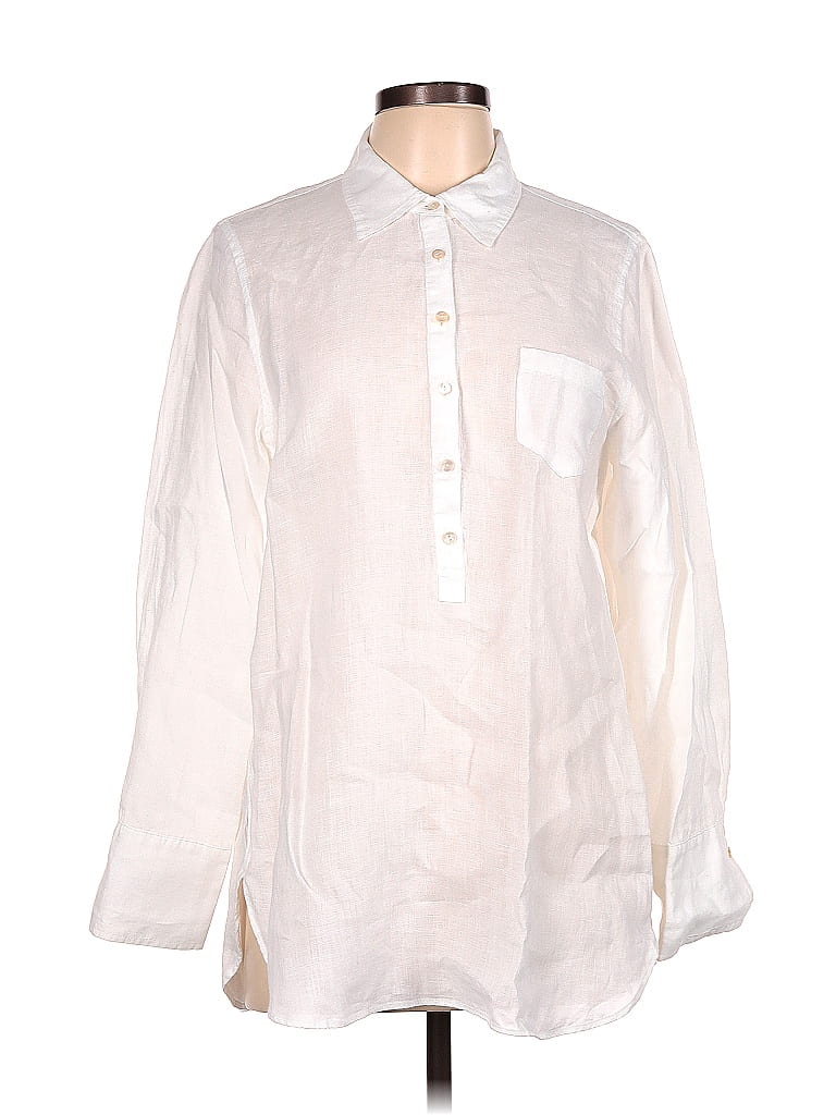 Lilly Pulitzer 100% Linen Solid White Long Sleeve Button-Down Shirt Size 10 - 71% off | ThredUp