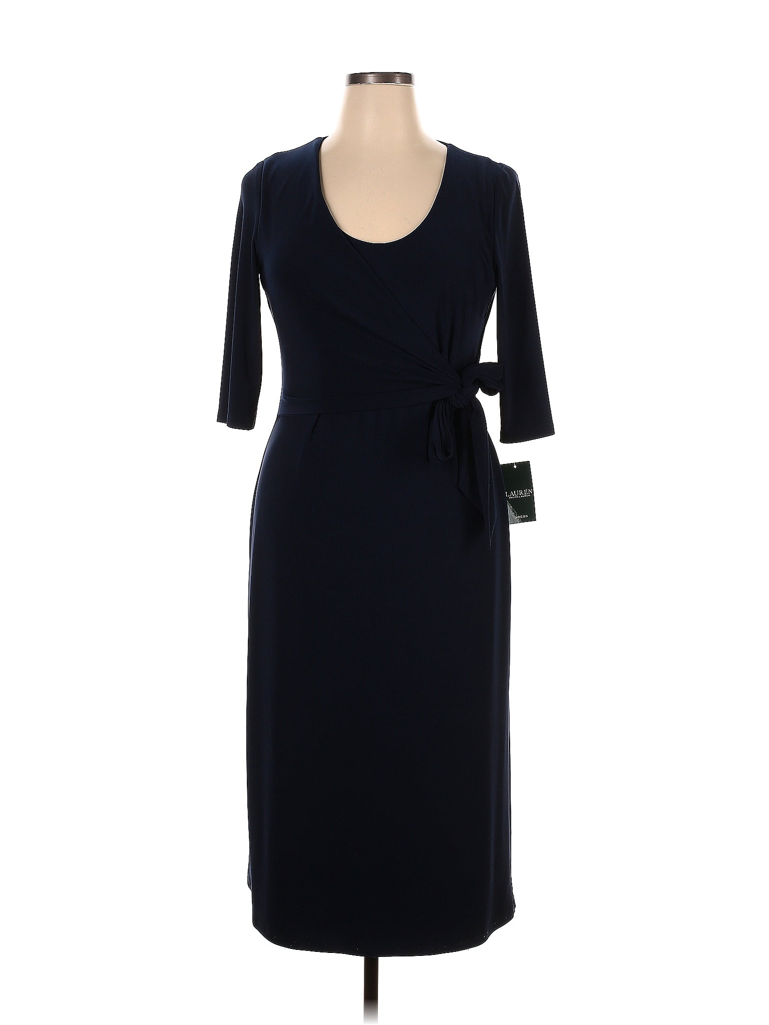 Lauren By Ralph Lauren Solid Navy Blue Casual Dress Size 14 68 Off