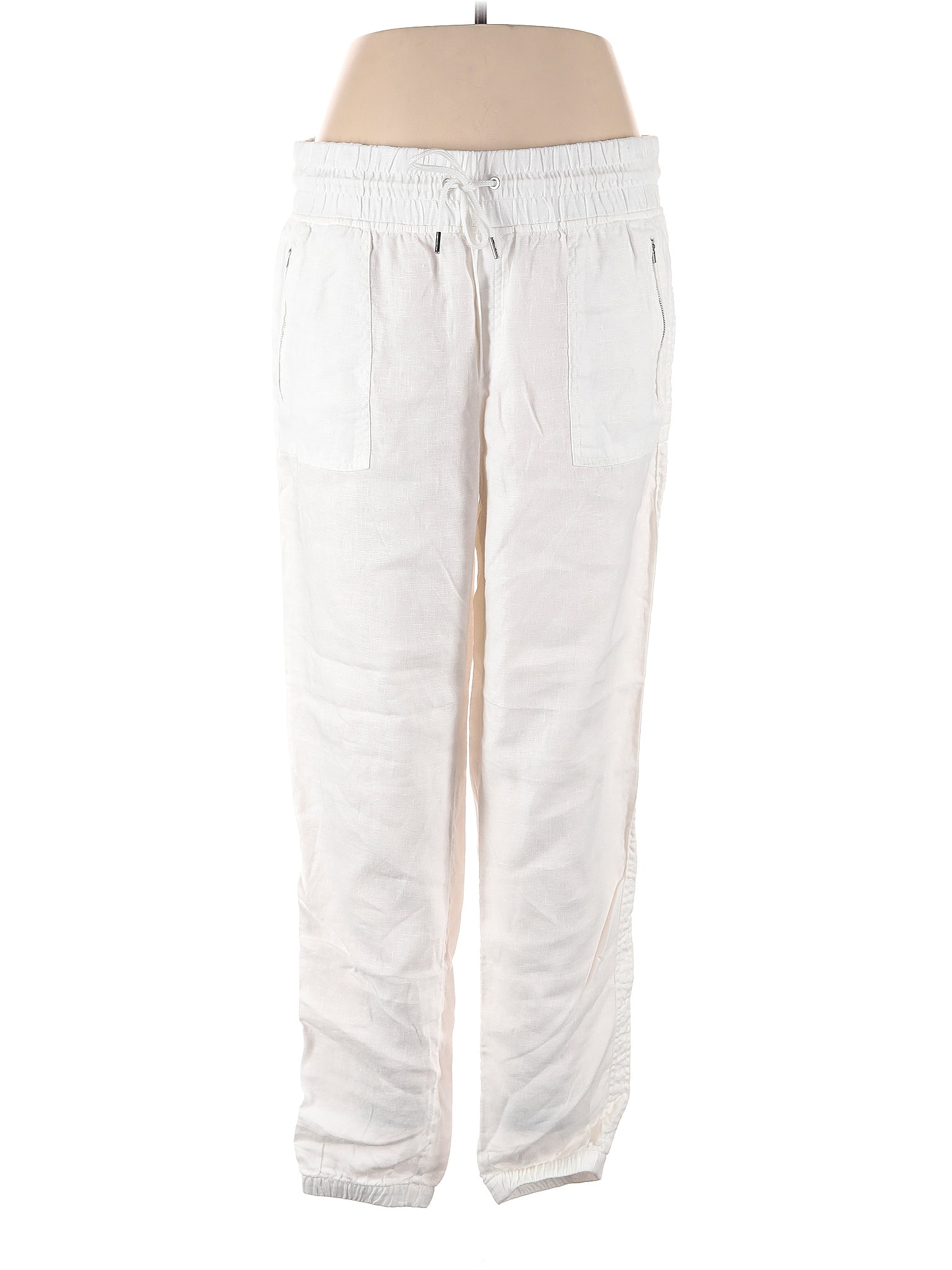 Athleta 100% Linen Solid White Silver Active Pants Size 16 - 61% off | ThredUp