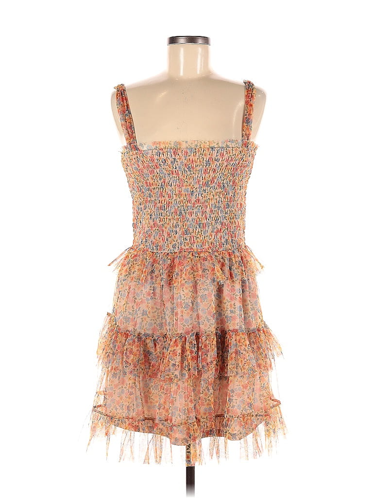 Wild Fable 100 Polyester Floral Motif Floral Orange Casual Dress Size