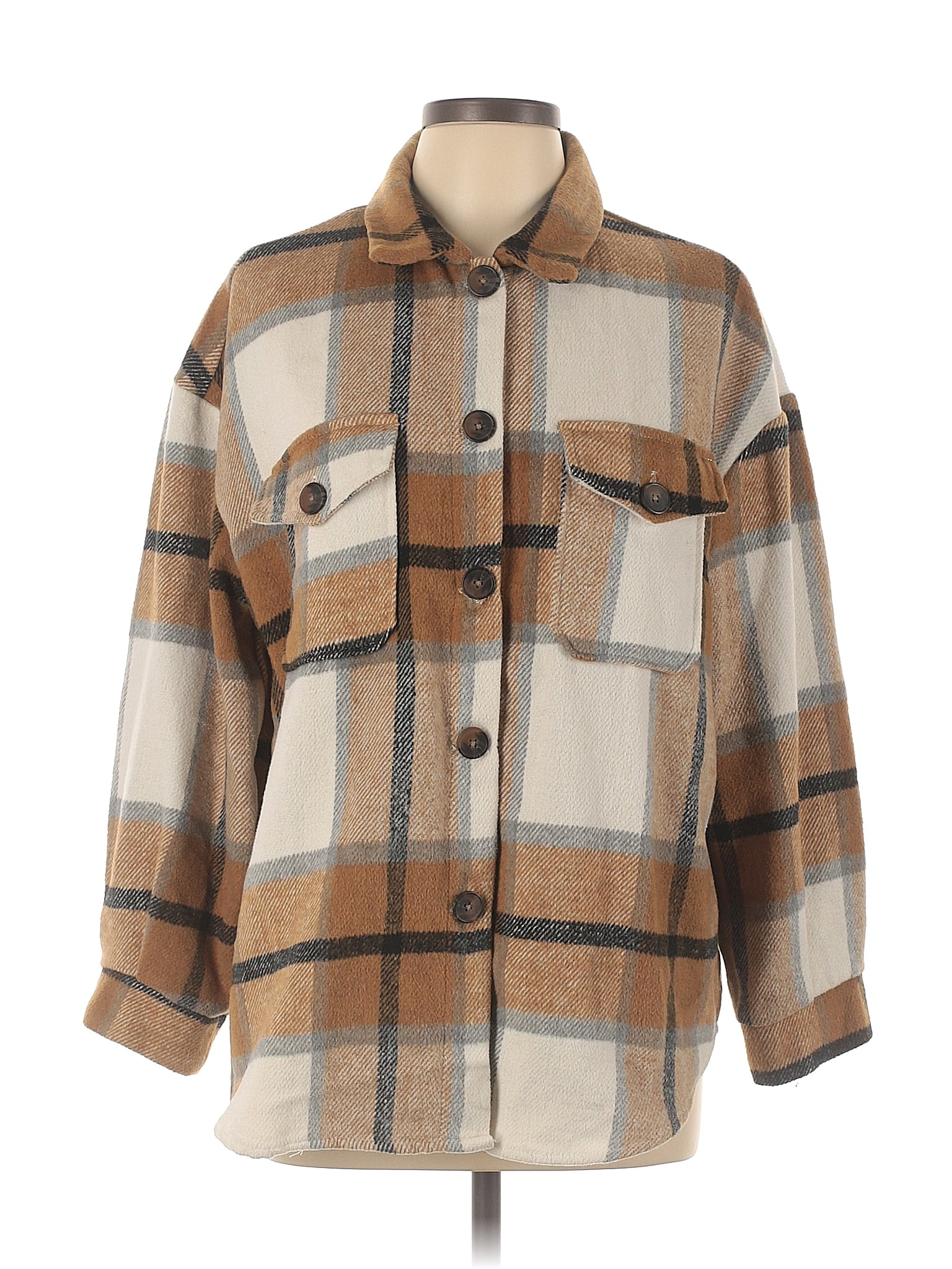 Hyfve Plaid Brown Jacket Size L - 52% off | ThredUp