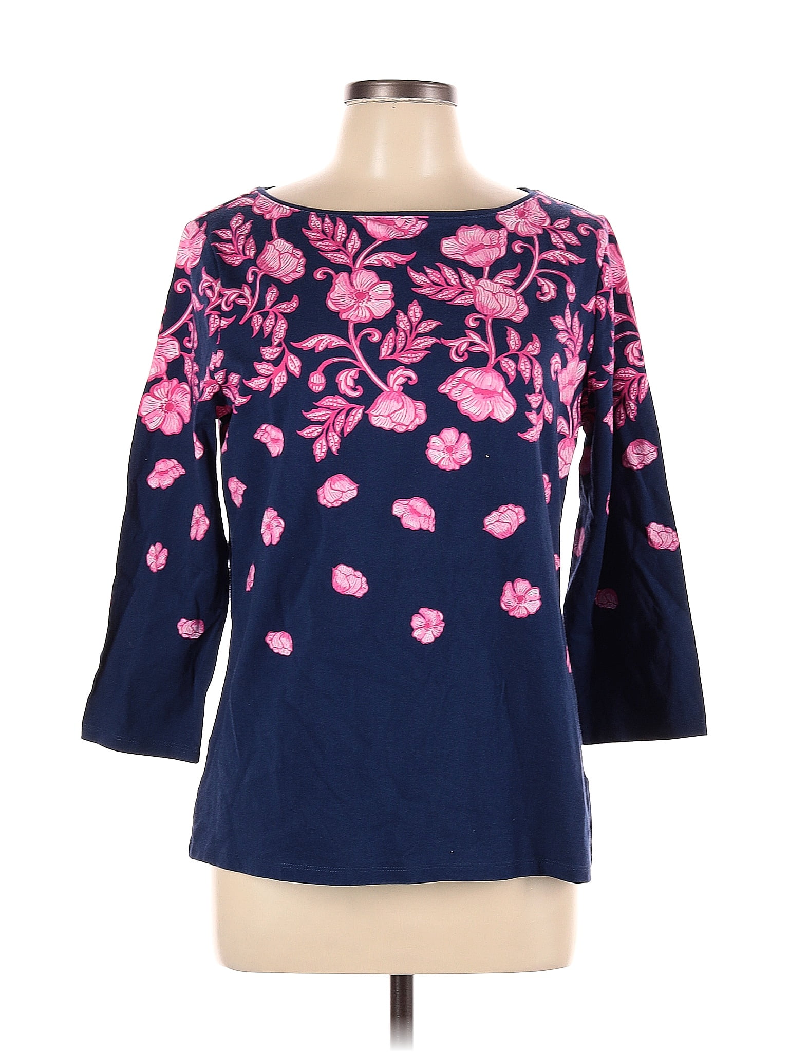 Talbots Floral Navy Blue Long Sleeve Top Size L - 72% off | ThredUp