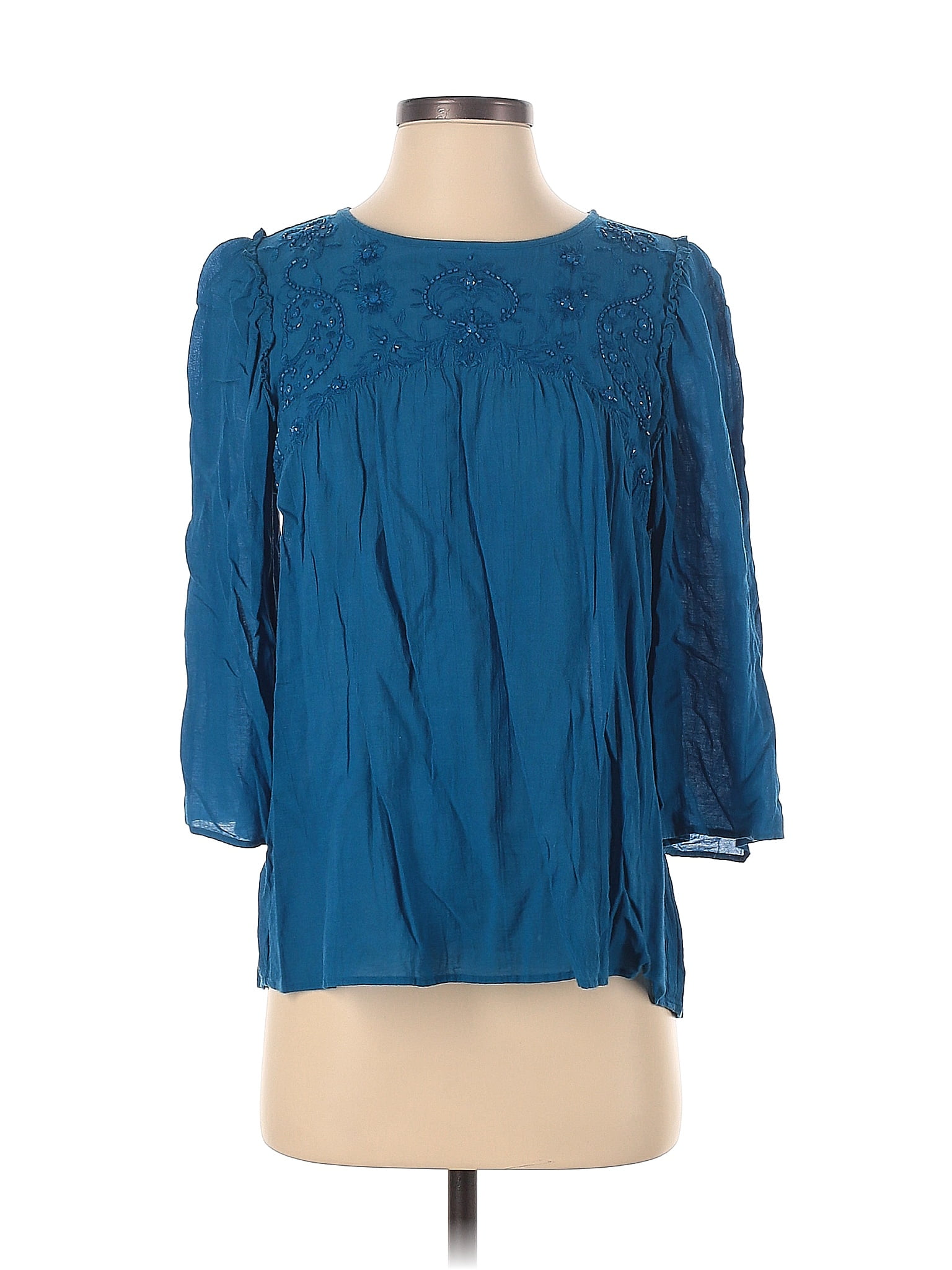 Ann Taylor Loft Blue Long Sleeve Blouse Size S 70 Off Thredup