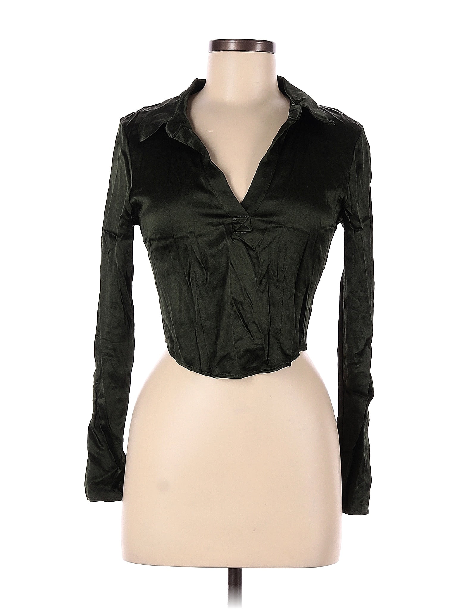 Zara Green Long Sleeve Blouse Size M 48 Off Thredup