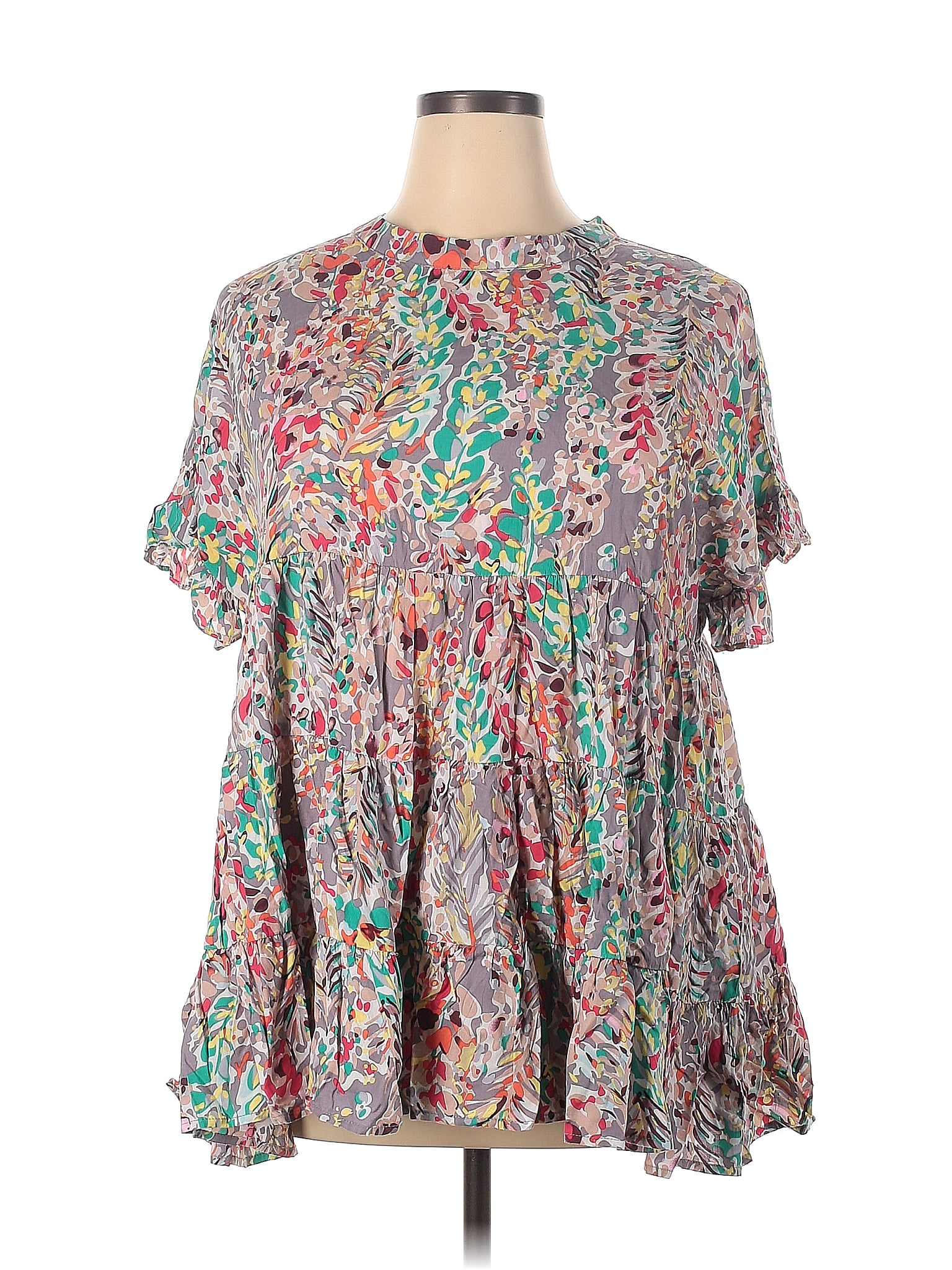 chic soul (chicsoul.com) 100% Rayon Green Short Sleeve Blouse Size 2X ...