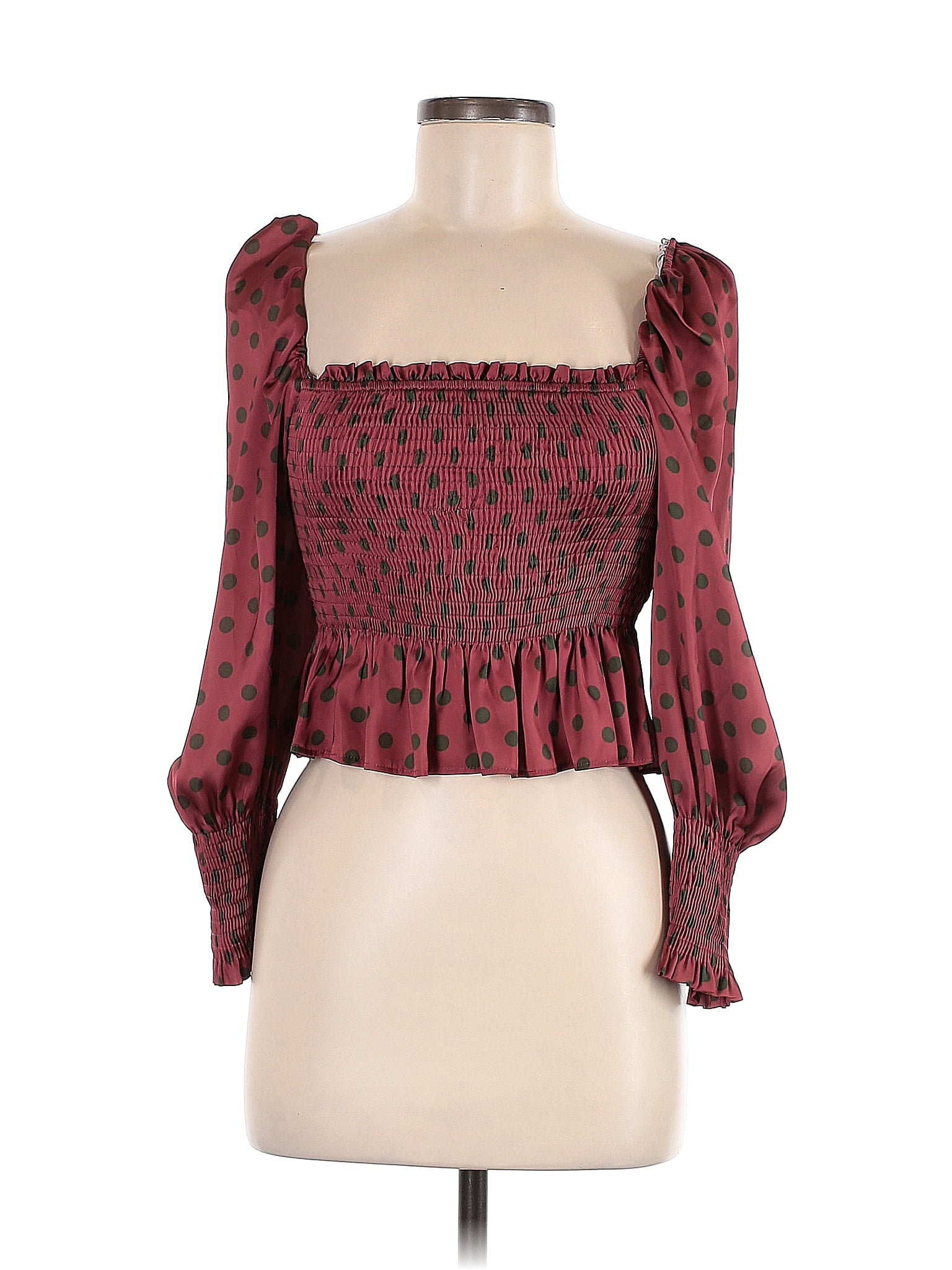 Zara 100% Polyester Burgundy Short Sleeve Top Size M - 55% off | ThredUp