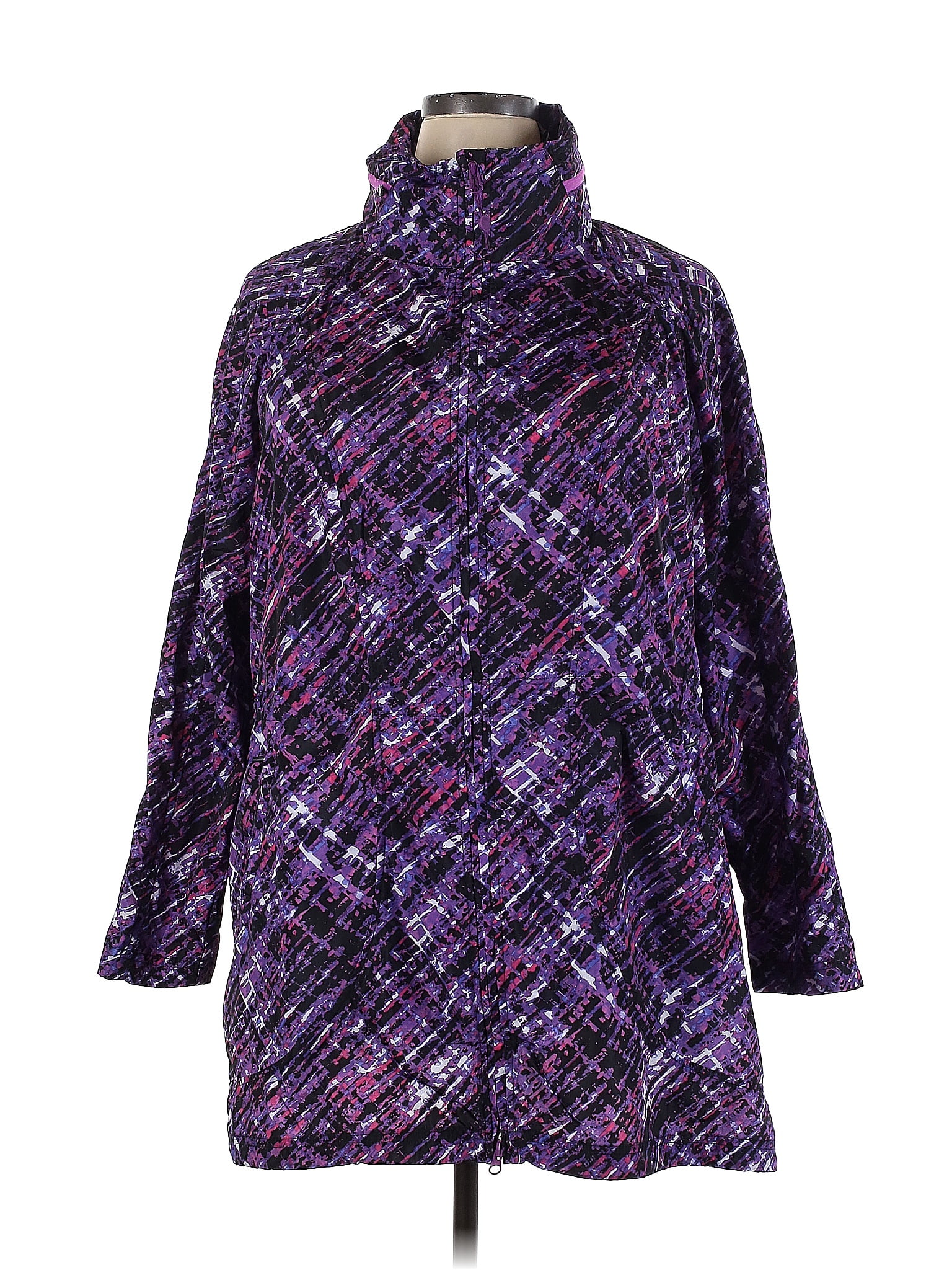 Fullbeauty 100% Polyester Plaid Purple Track Jacket Size 18 - 20 Plus ...