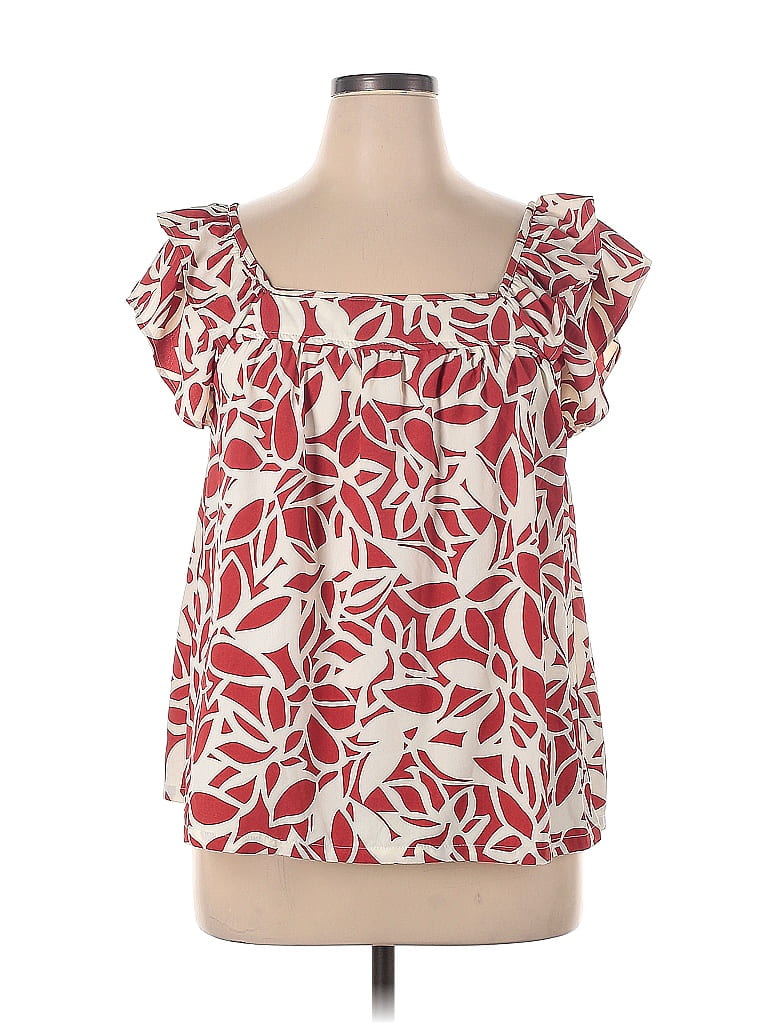 Sanctuary 100 Recycled Polyester Tropical Orange Red Sleeveless Blouse