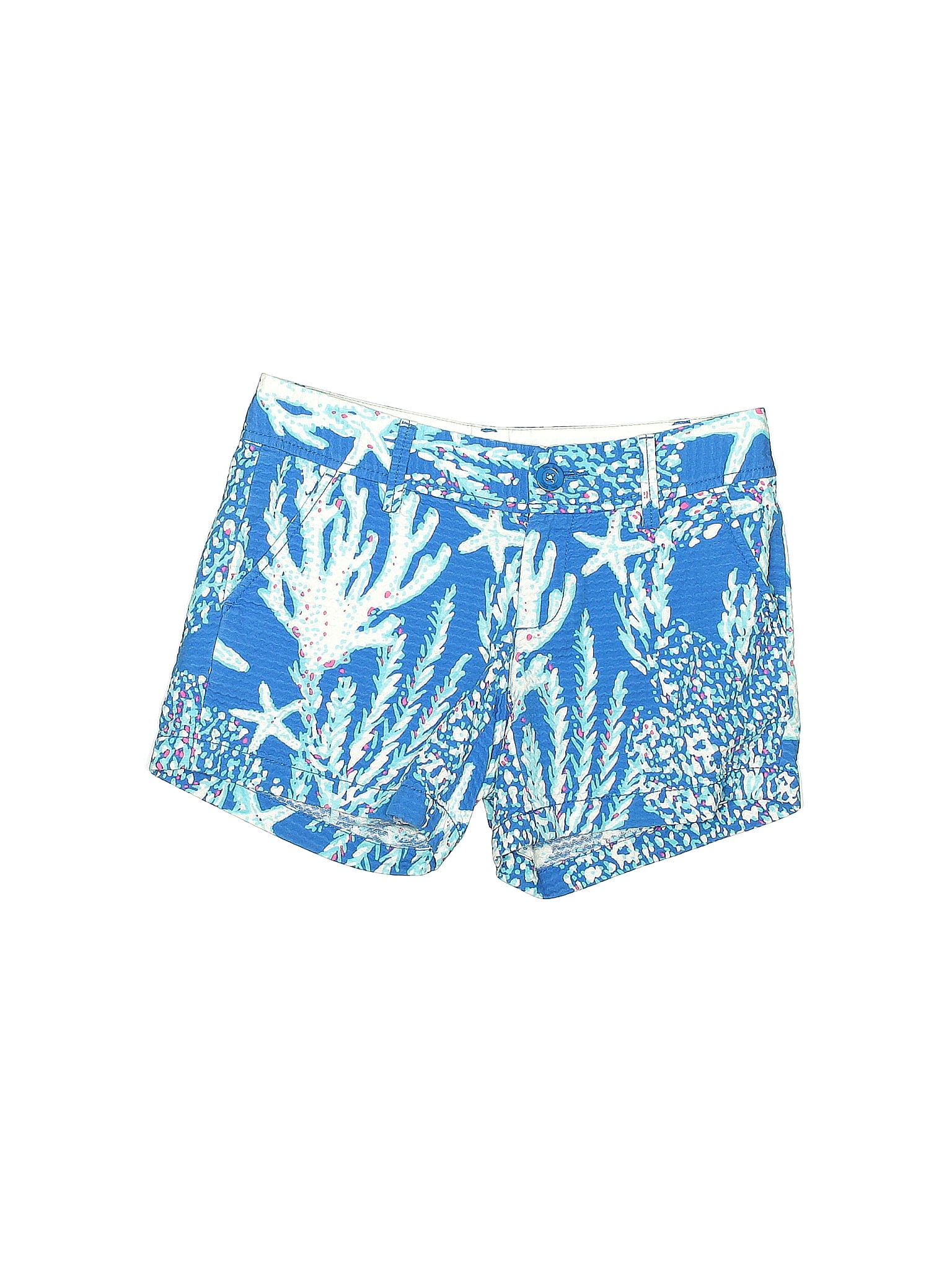 Lilly Pulitzer 100 Cotton Multi Color Blue Khaki Shorts Size 2 66